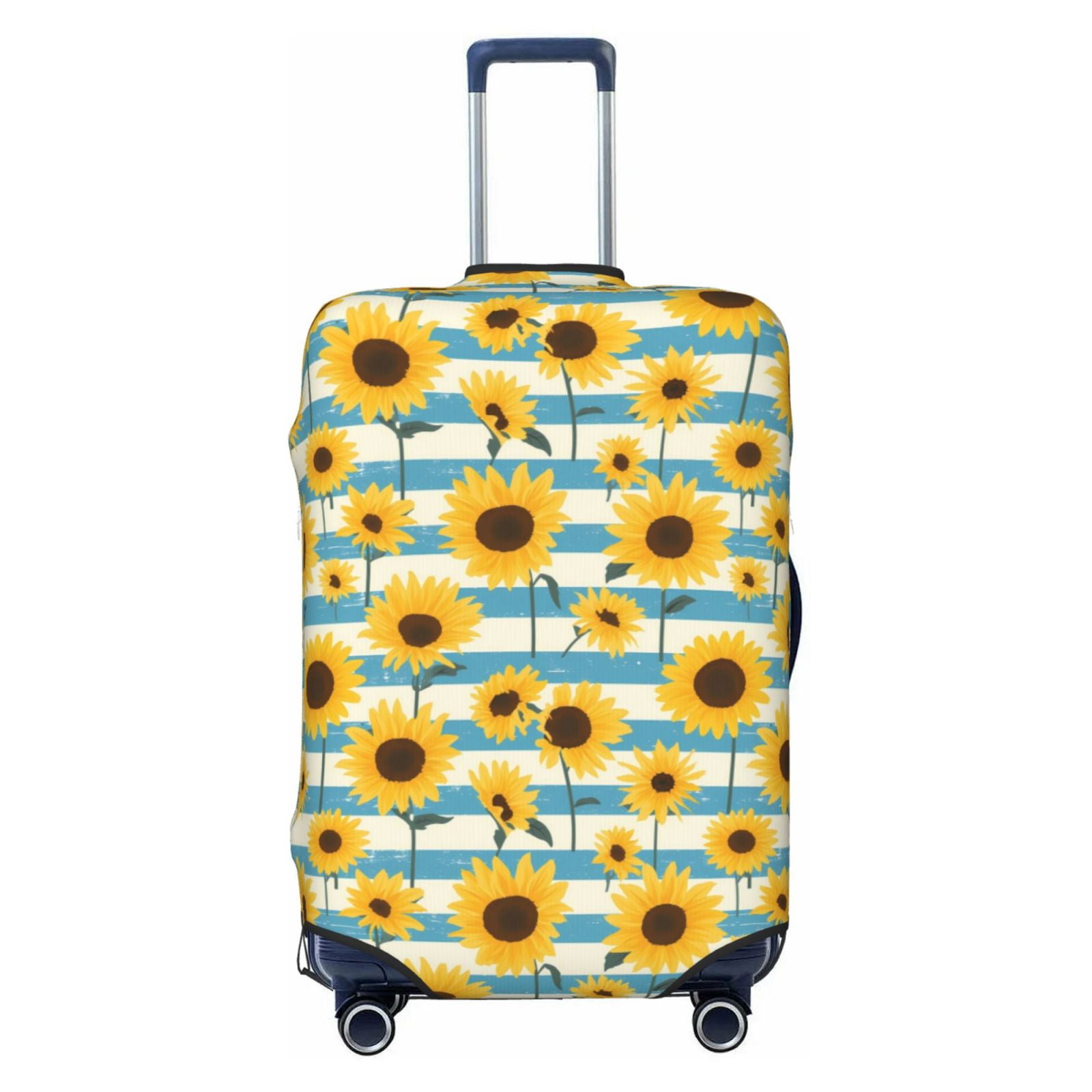 Haiem White Blue Striped Sunflower Luggage Cover Printed Suitcase ...