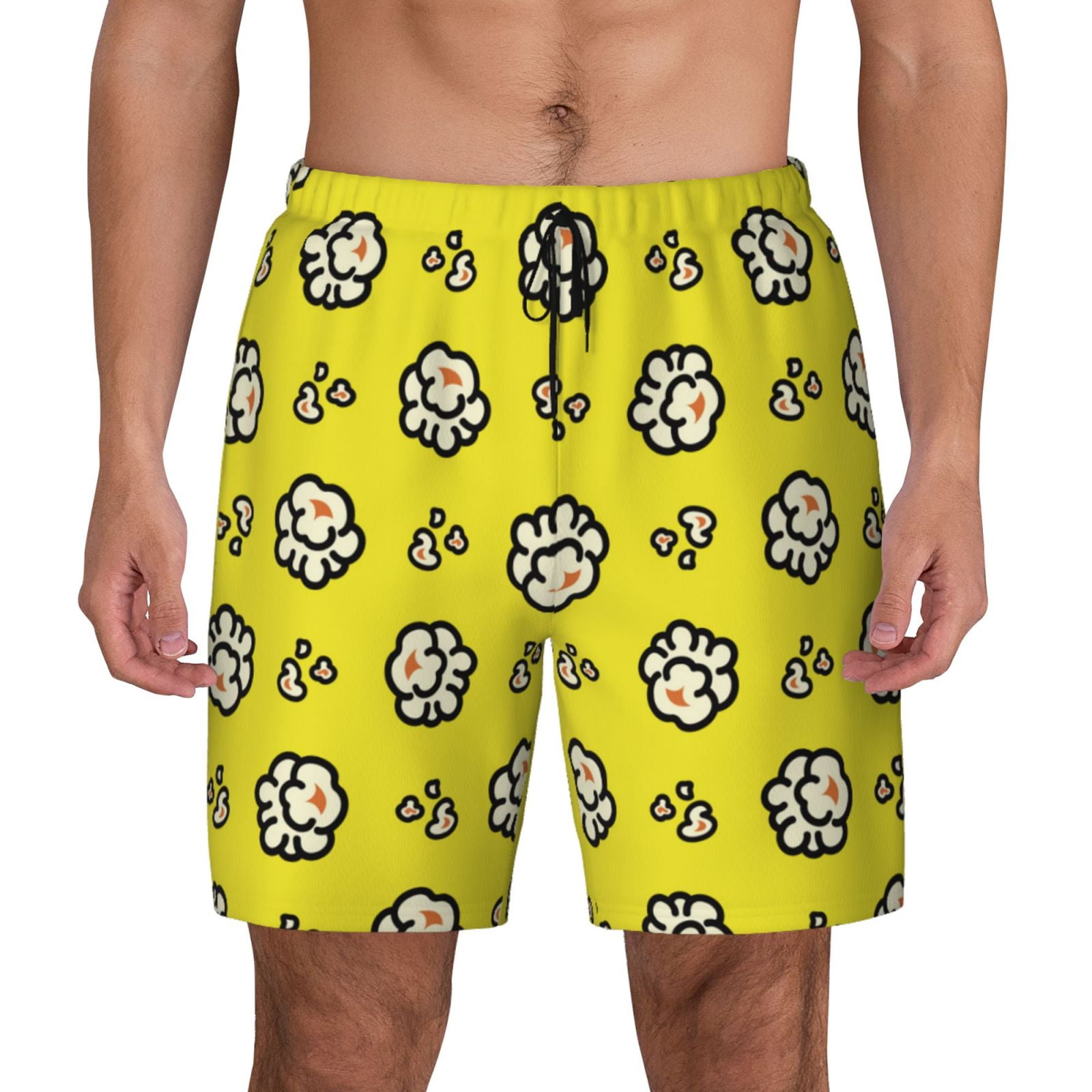 Haiem White Popcorn Mens Swim Trunks with Compression Liner 2 in 1 ...