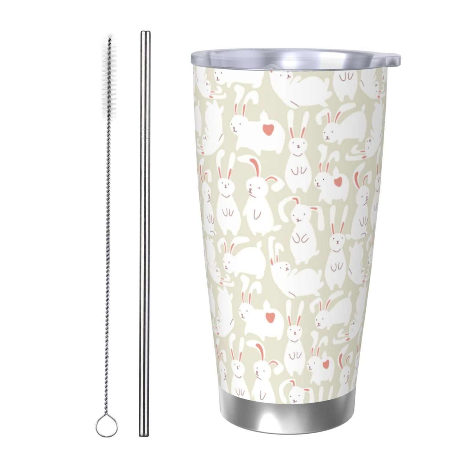 Haiem White Rabbit Printed 20oz Straight Skinny Car Cups With Insulated ...