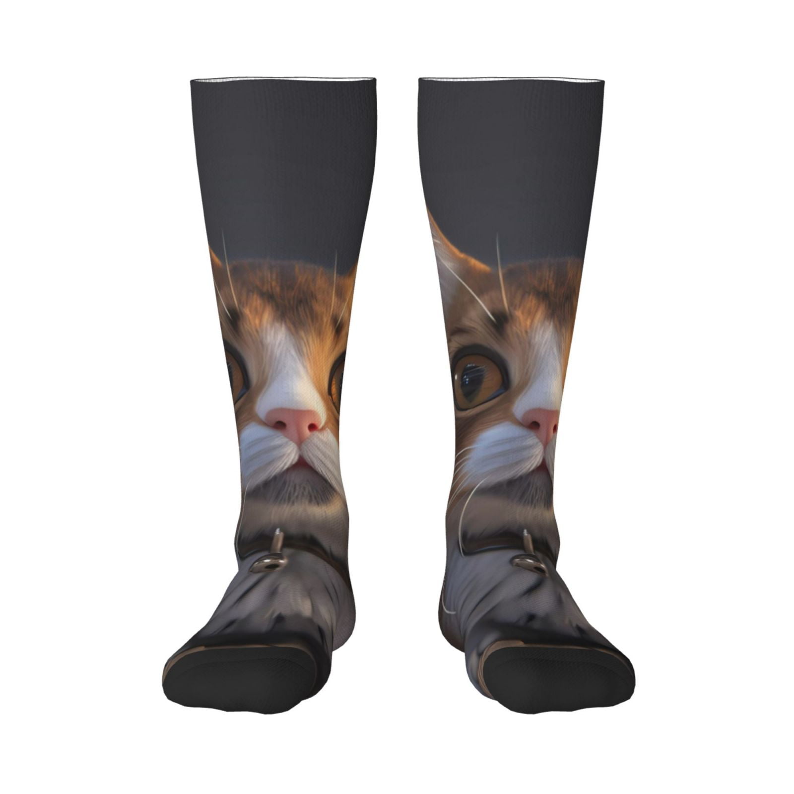 Haiem Wide Eyed Cartoon Cats Socks, Funny Novelty Crazy Design Cotton ...