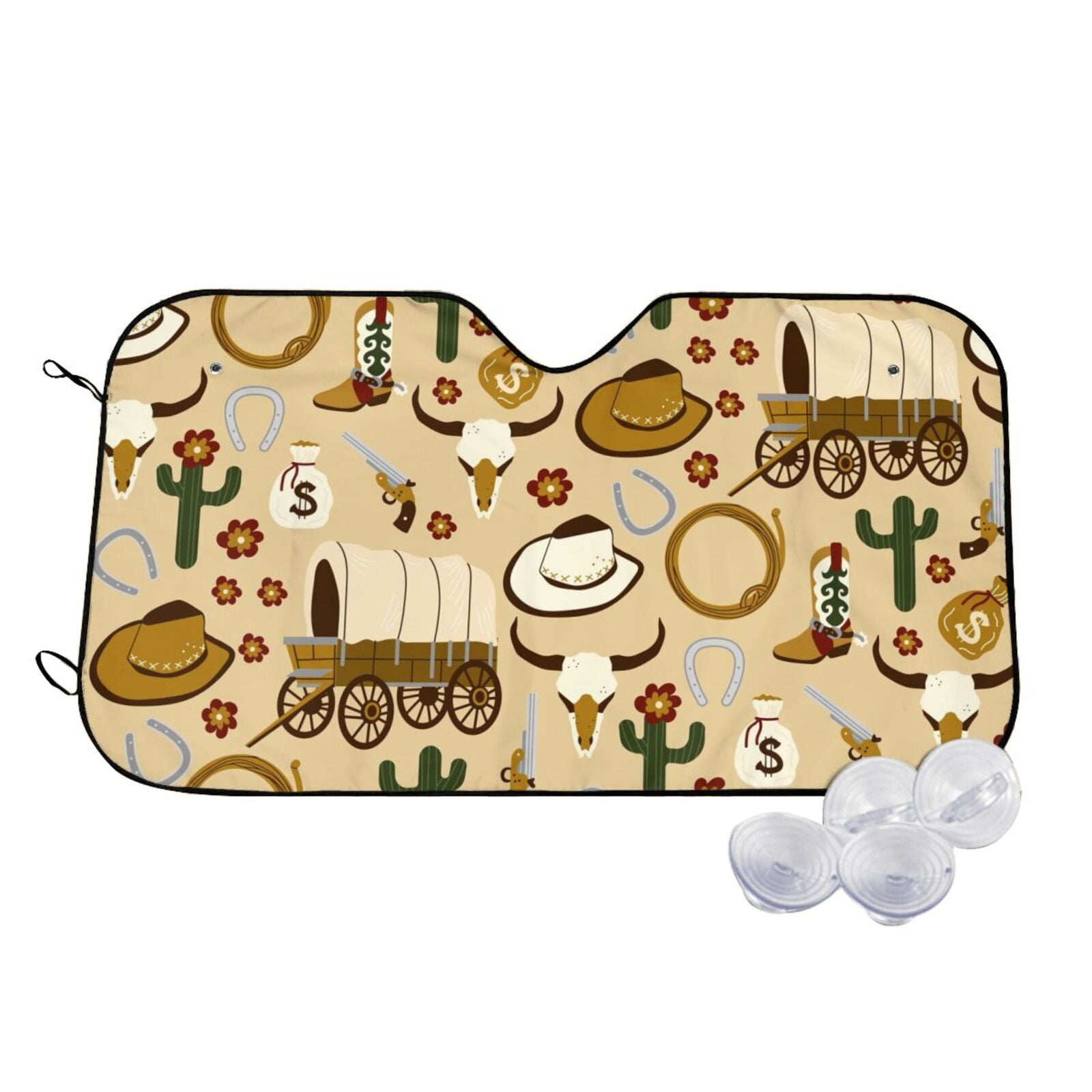 Haiem Wild West Cowboy Car Windshield Sun Shade - Blocks UV Rays Sun ...