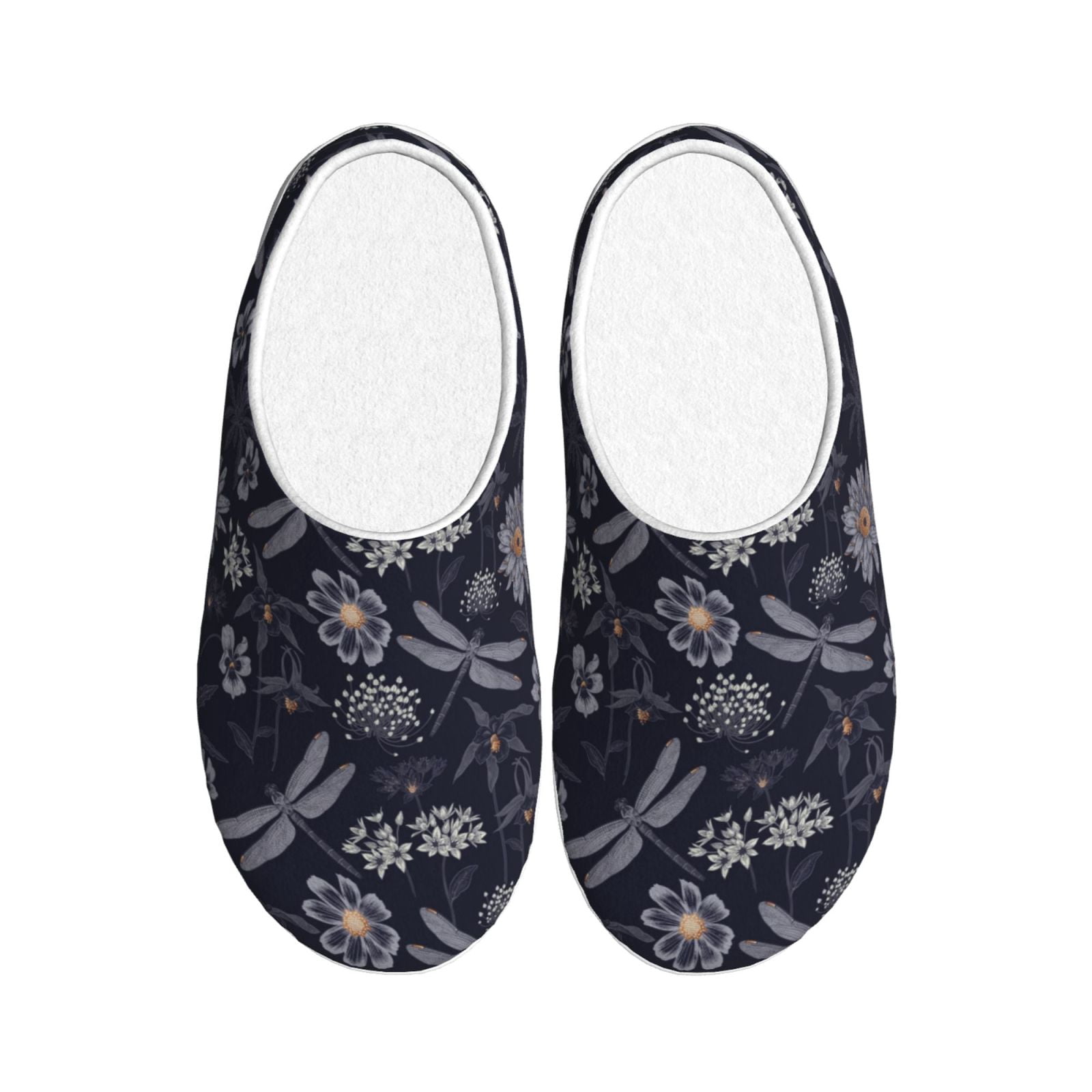 Haiem Wildflowers And Dragonflies Print Women's Fuzzy Memory Foam House ...