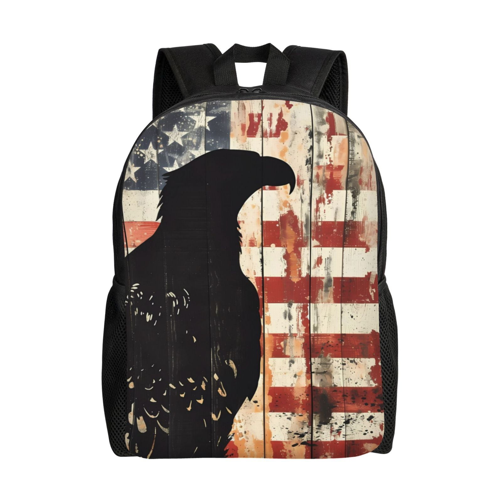 Haiem Wood Grain Bald Eagle Backpack - Stylish and Durable 15-inch ...