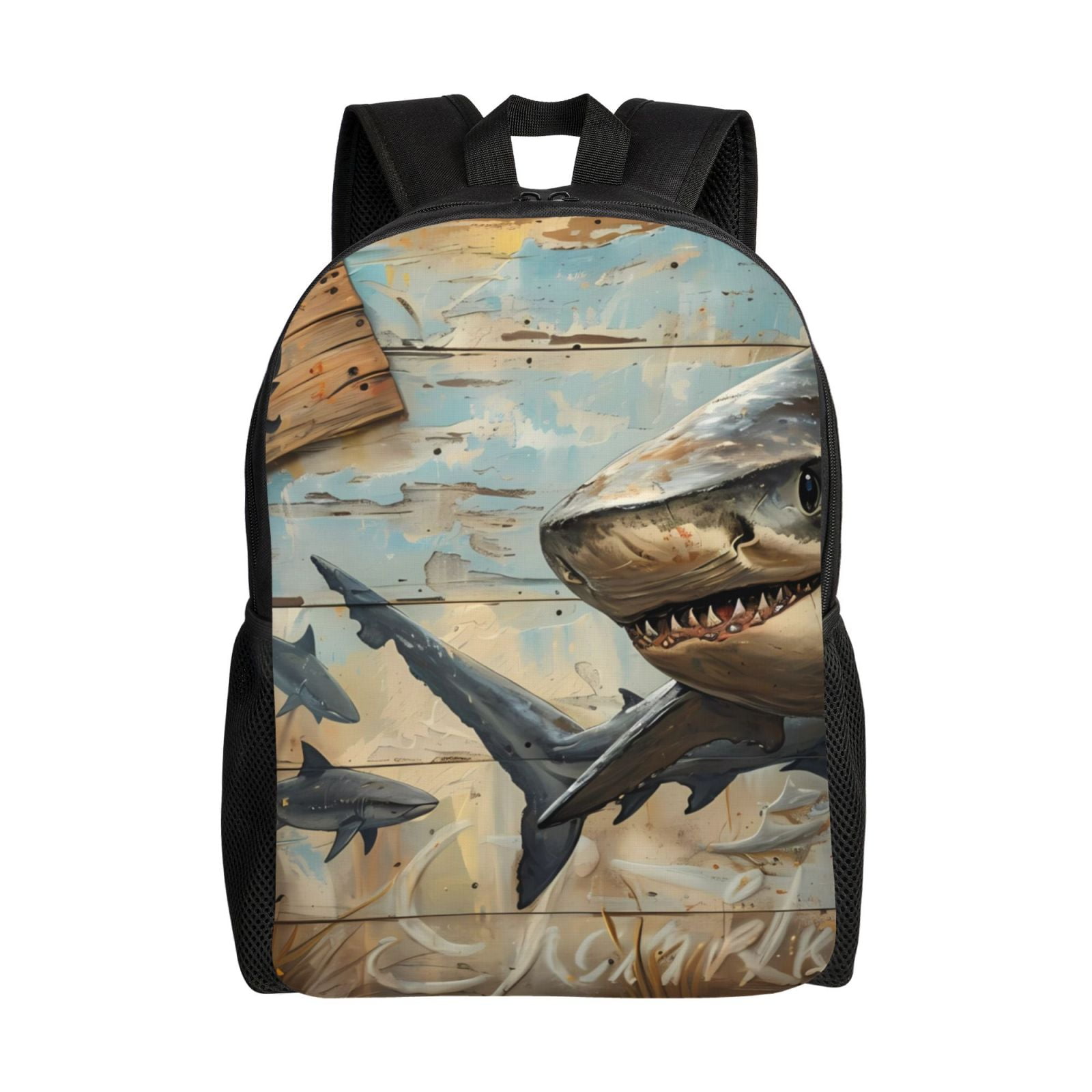 Haiem Wood Grain Shark Backpack - Stylish and Durable 15-inch Laptop ...