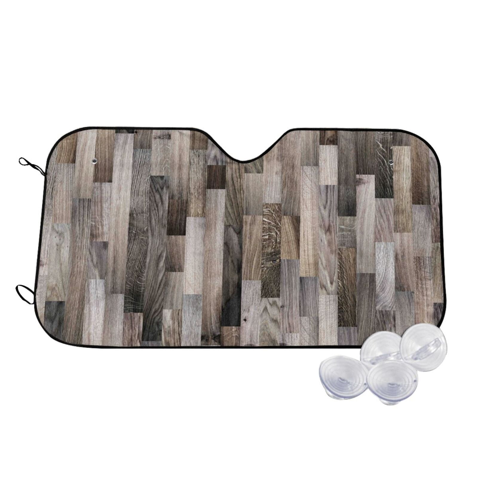 Haiem Wooden Texture Car Windshield Sun Shade - Blocks UV Rays Sun ...