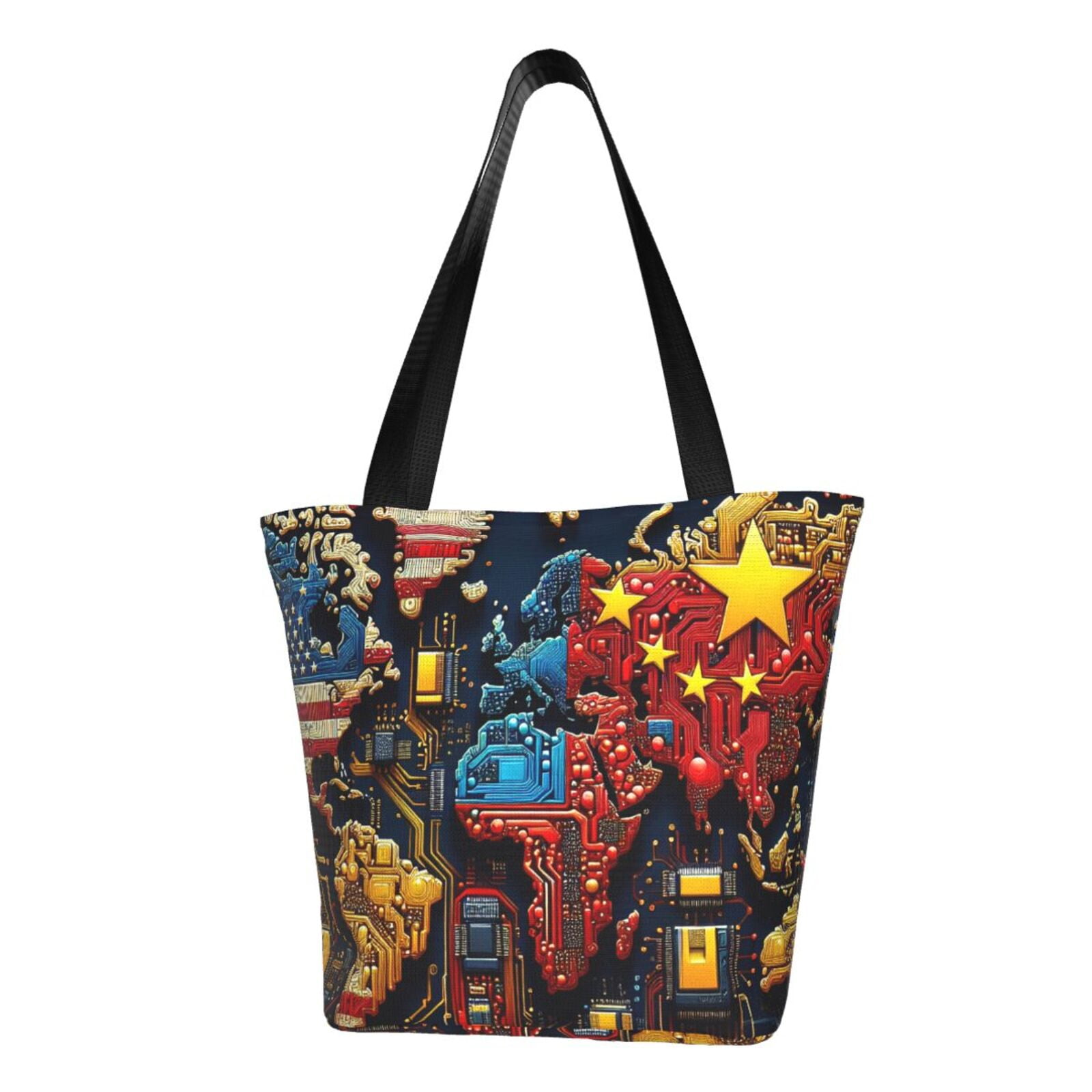 Haiem World Map Of Digital Circuits Pattern Shoulder Bag - Durable and ...