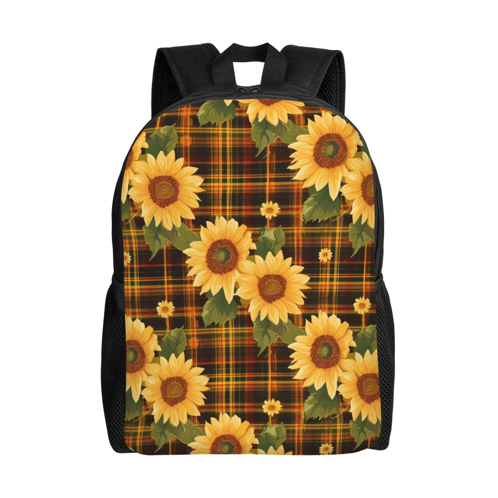 Haiem Yellow Black Plaid Sunflower Backpack - Stylish and Durable 15 ...
