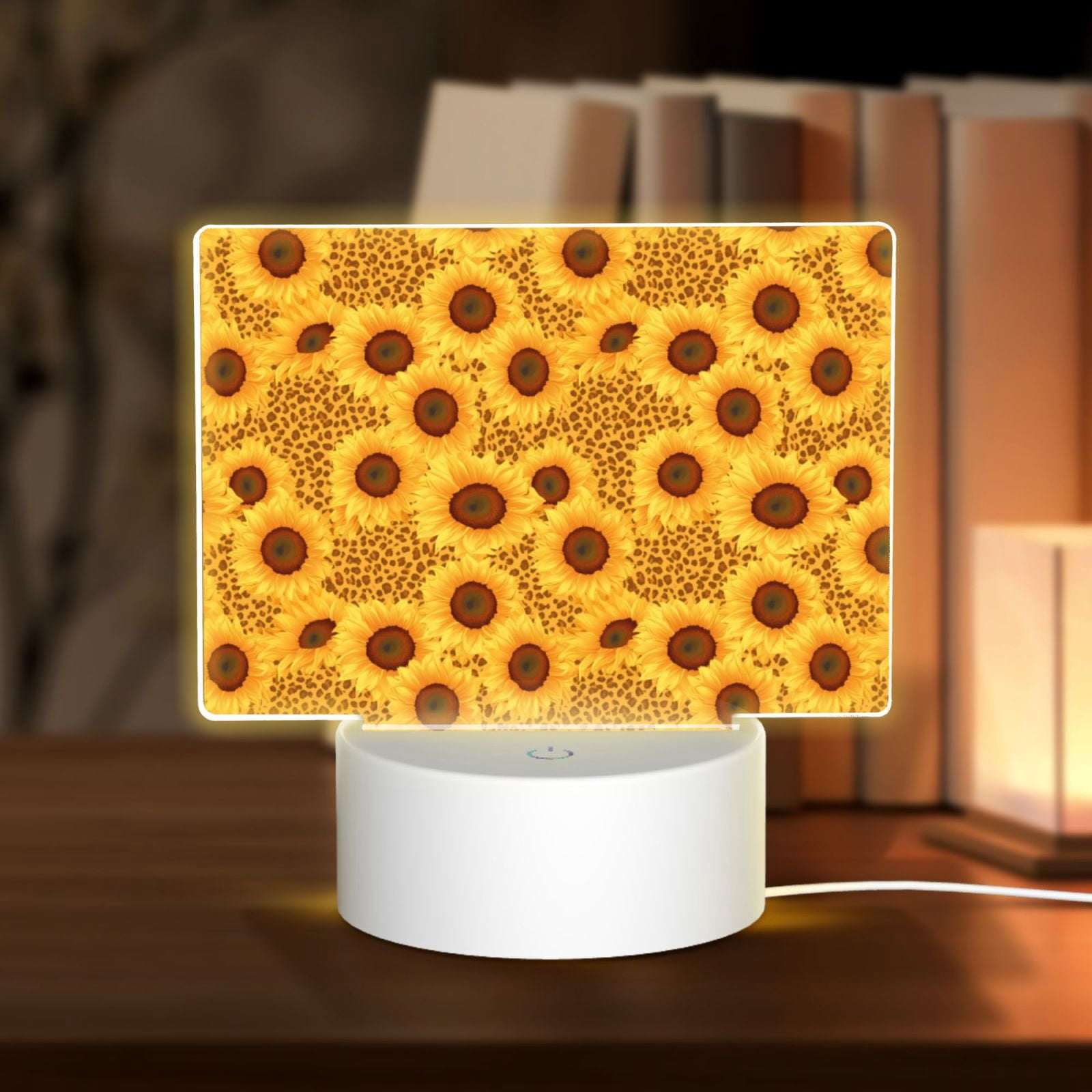 Haiem Yellow Leopard Print Sunflower Pattern Acrylic Night Light Gift ...