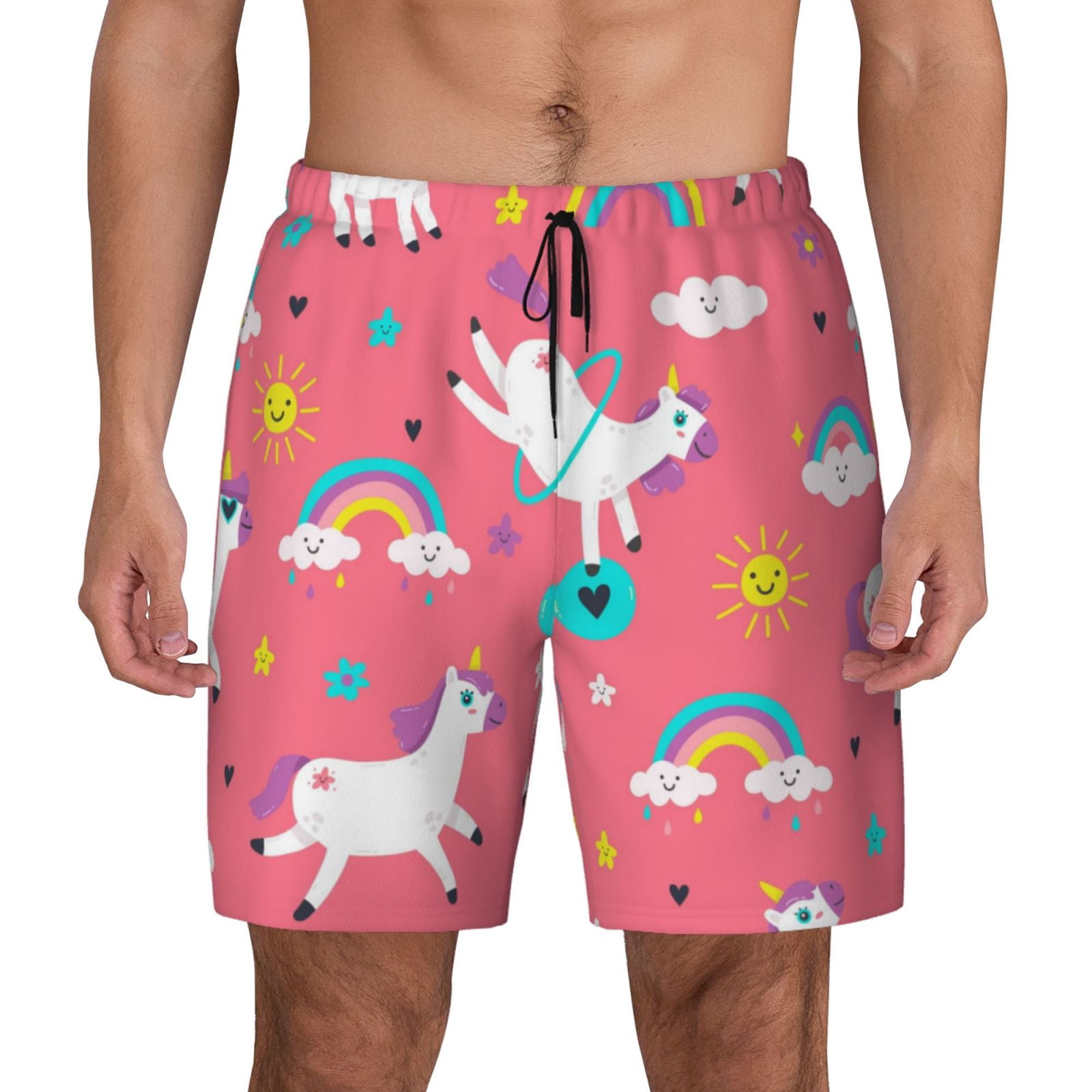 Haiem Yoga Unicorn Mens Swim Trunks with Compression Liner 2 in 1 ...