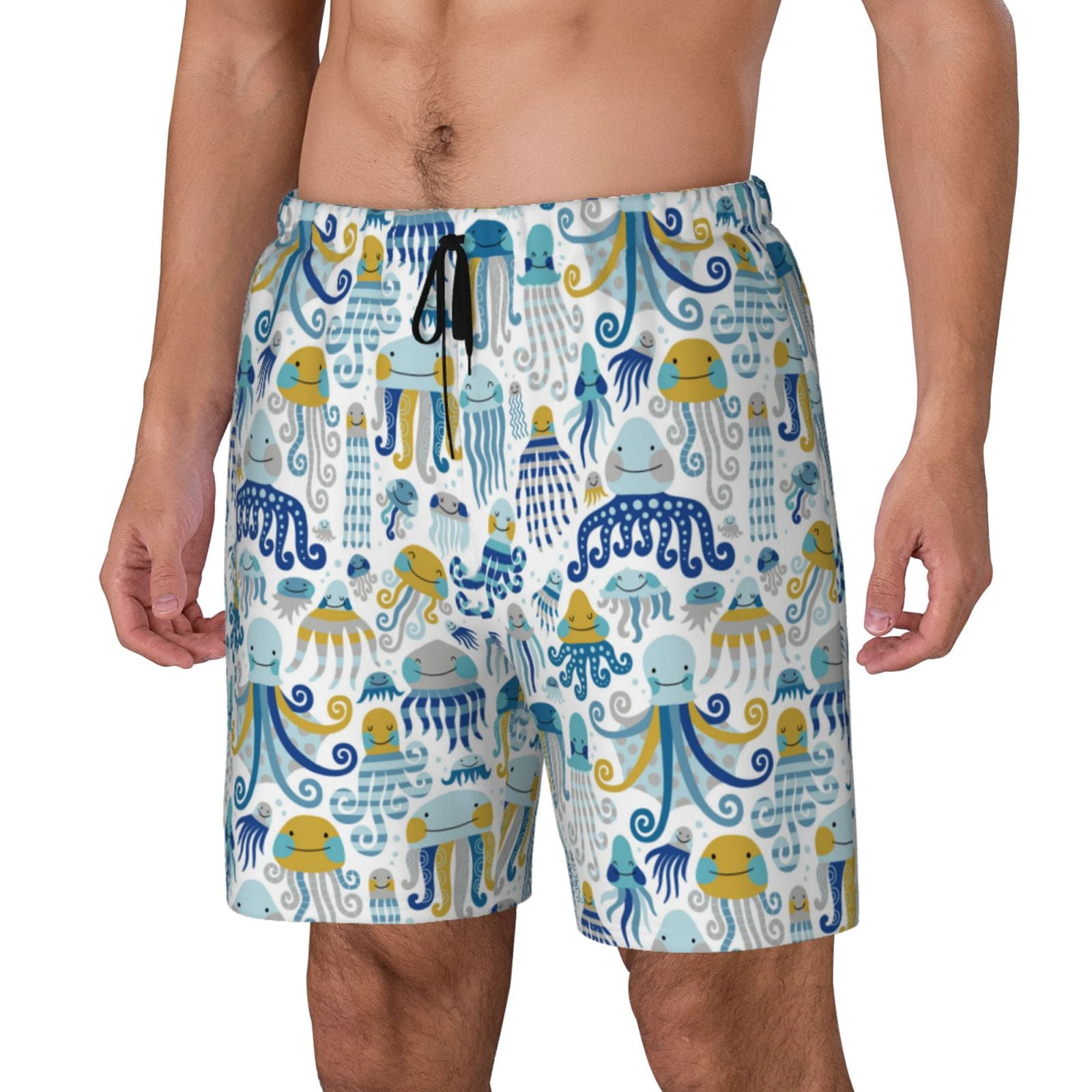 Haiem cartoon octopus Pattern Mens Swim Trunks with Compression Liner 2 ...