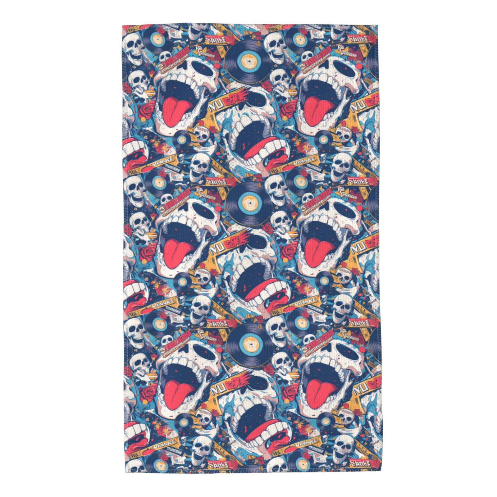 Haiem cool rock Skull Printed Premium 27.5x16 Inch Microfiber Towel ...