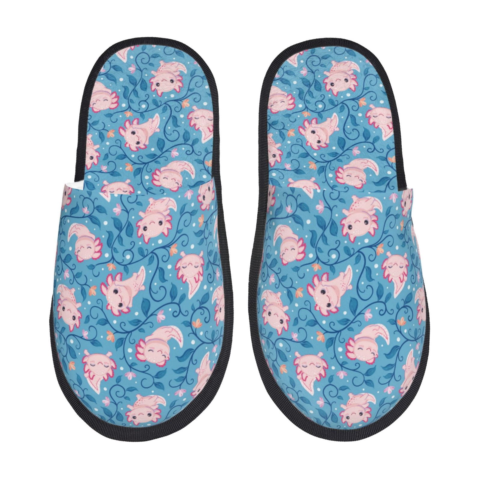 Haiem happy baby axolotls Print Fuzzy Slippers for Women Plush Slippers ...
