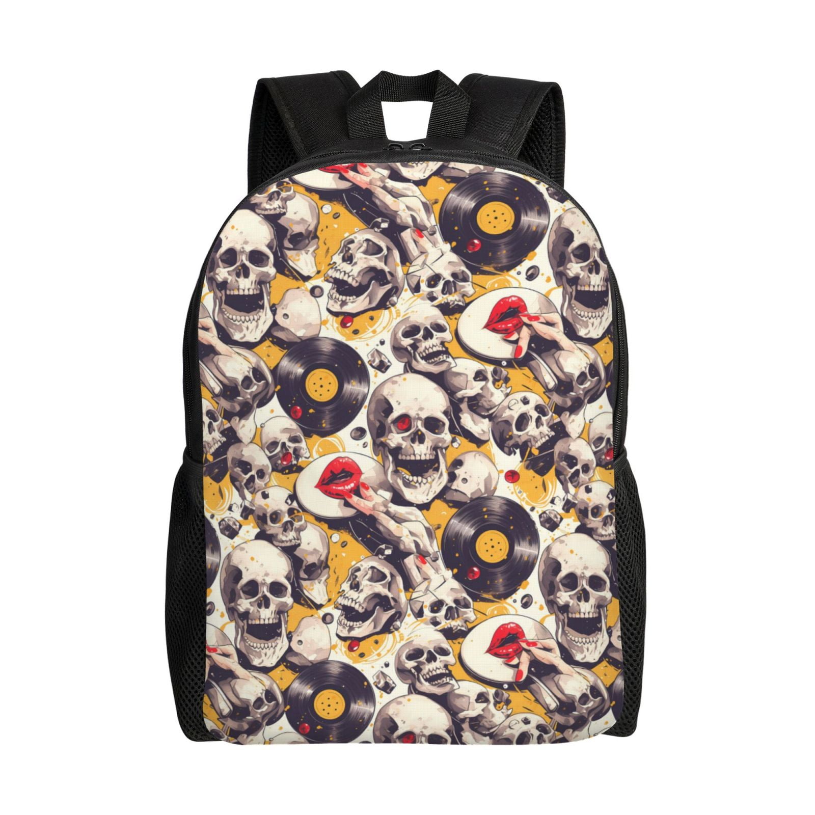 Haiem lips record rock Skull Backpack - Stylish and Durable 15-inch ...