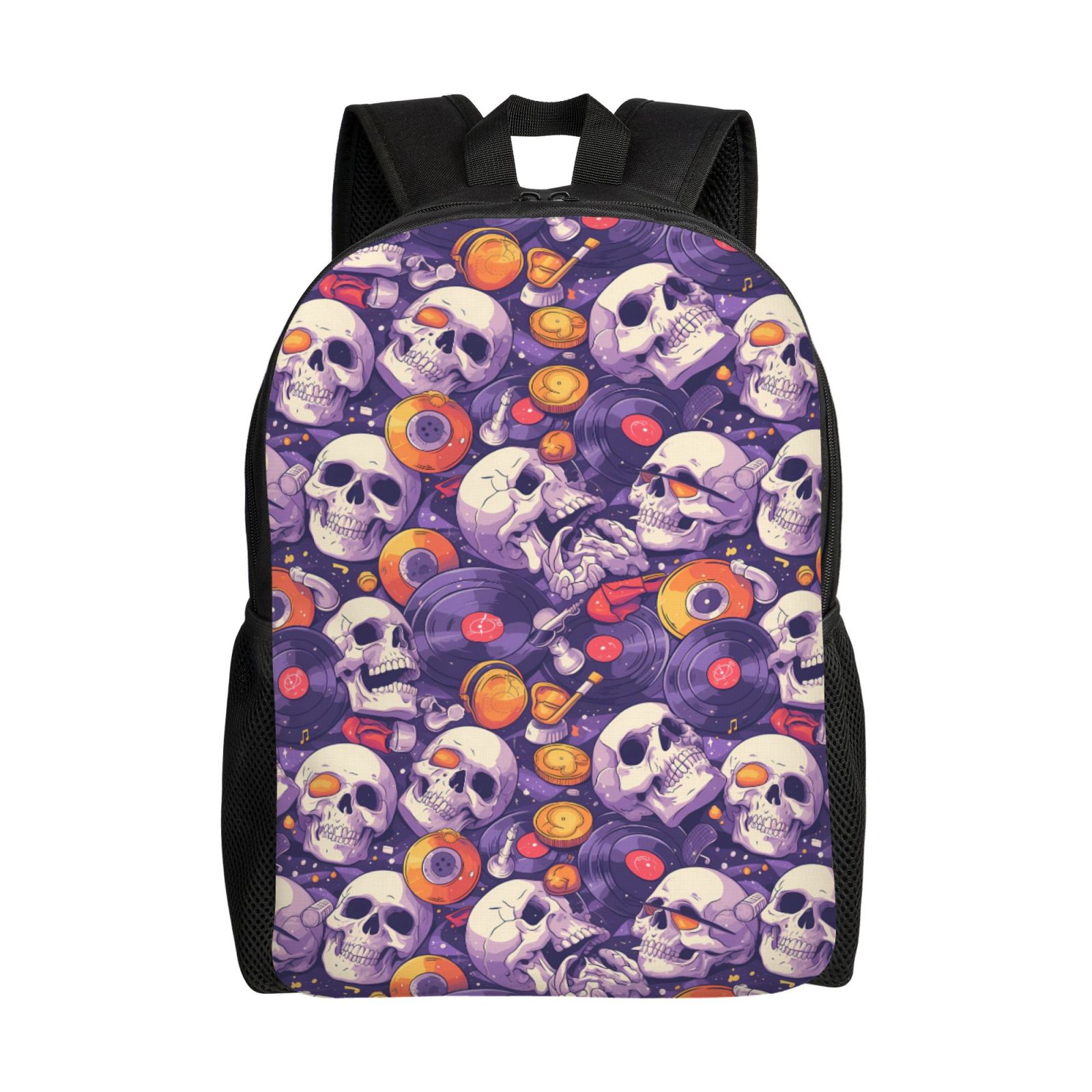 Haiem music Skull record Backpack - Stylish and Durable 15-inch Laptop ...