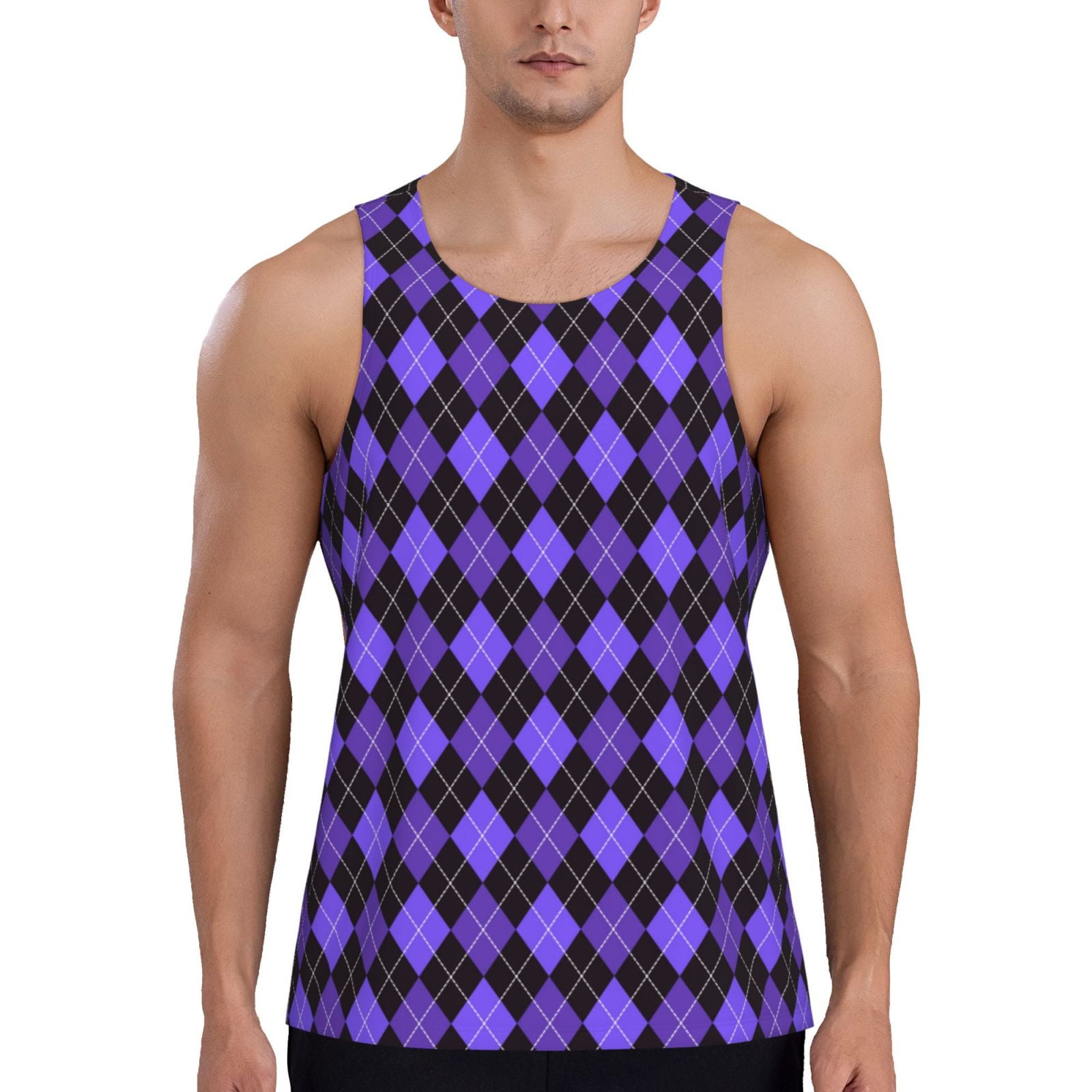 Haiem purple argyle Pattern Men Workout Tank Top Gym Bodybuilding ...