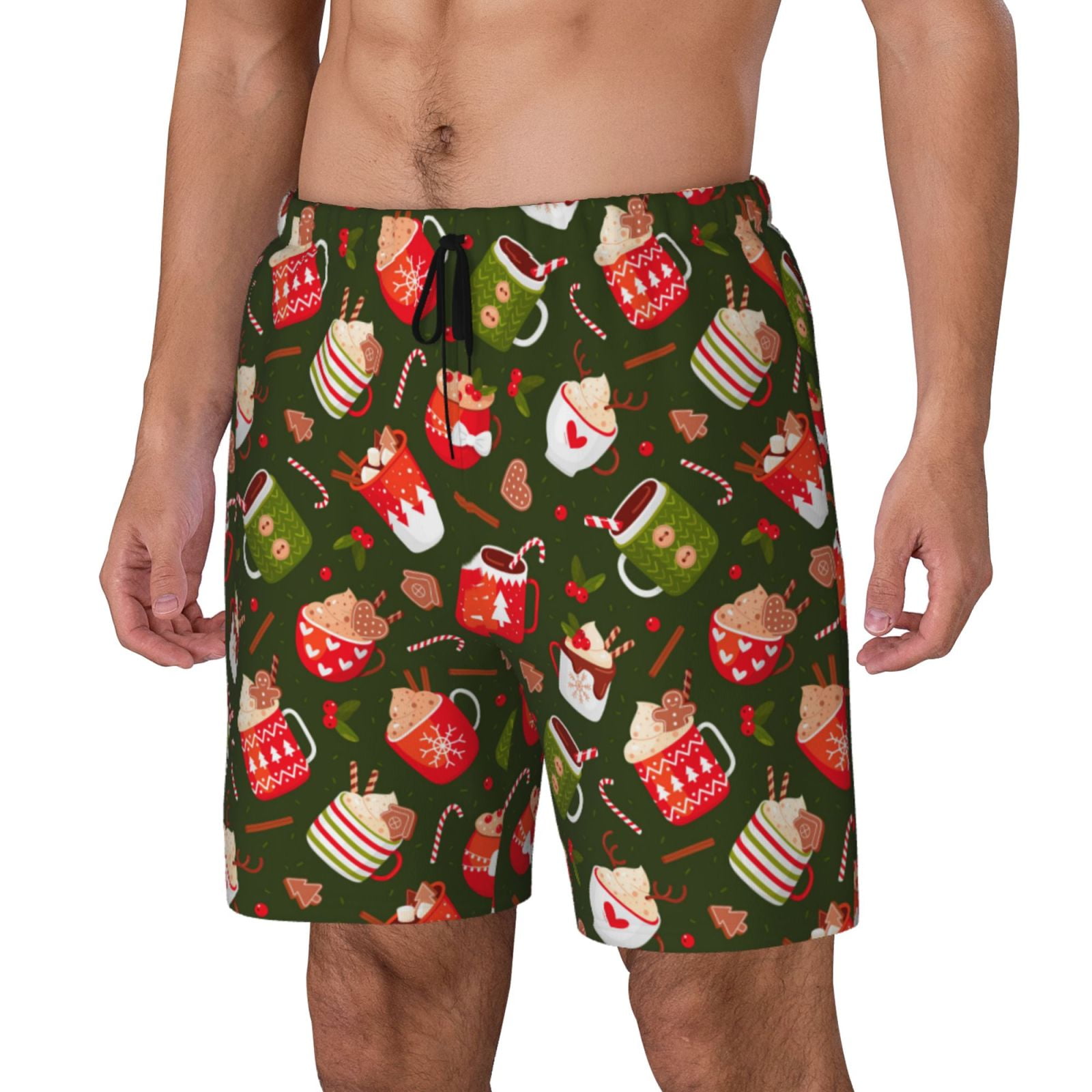 Haiem red green coffee cup Mens Swim Trunks with Compression Liner 2 in ...