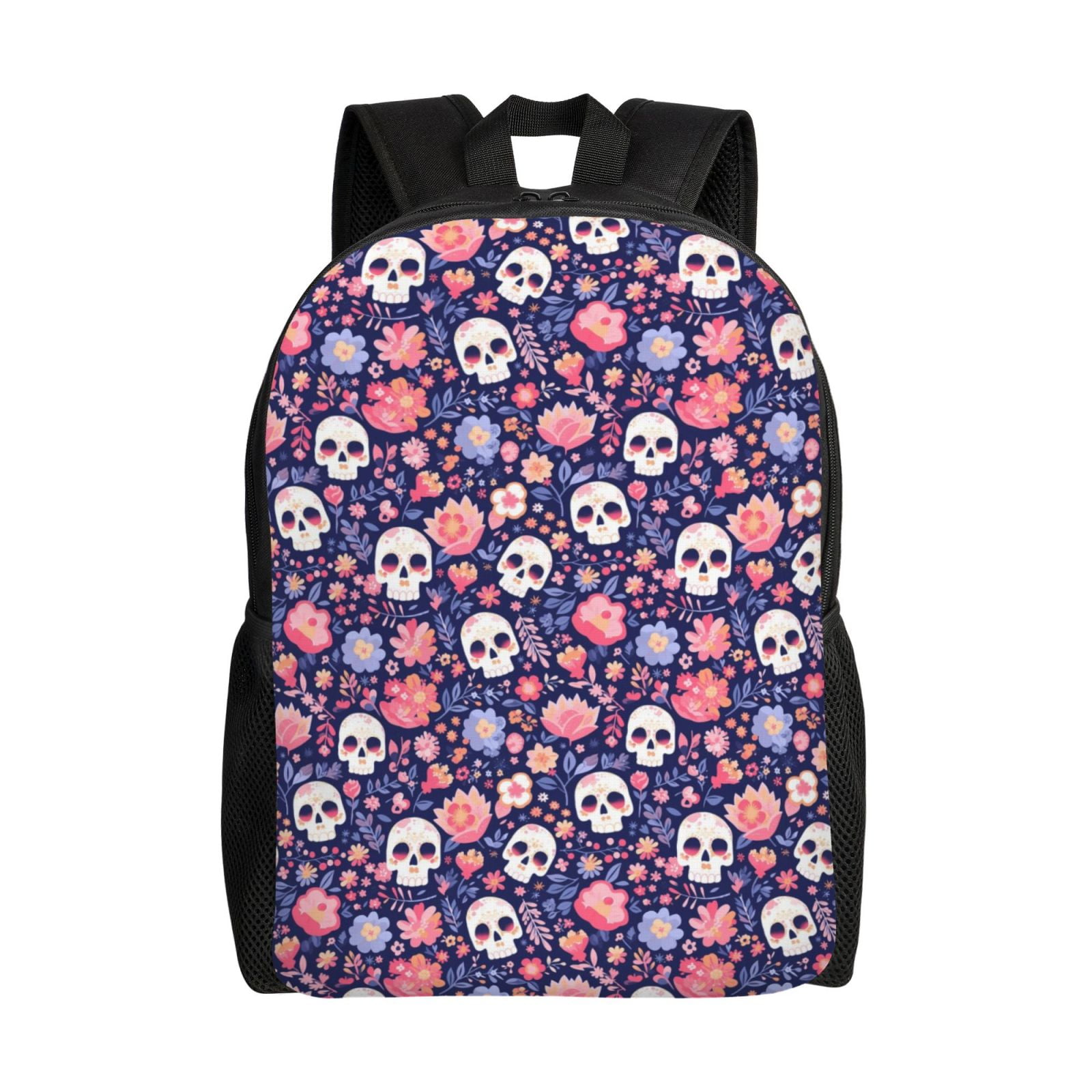 Haiem white Skull Flower Backpack - Stylish and Durable 15-inch Laptop ...