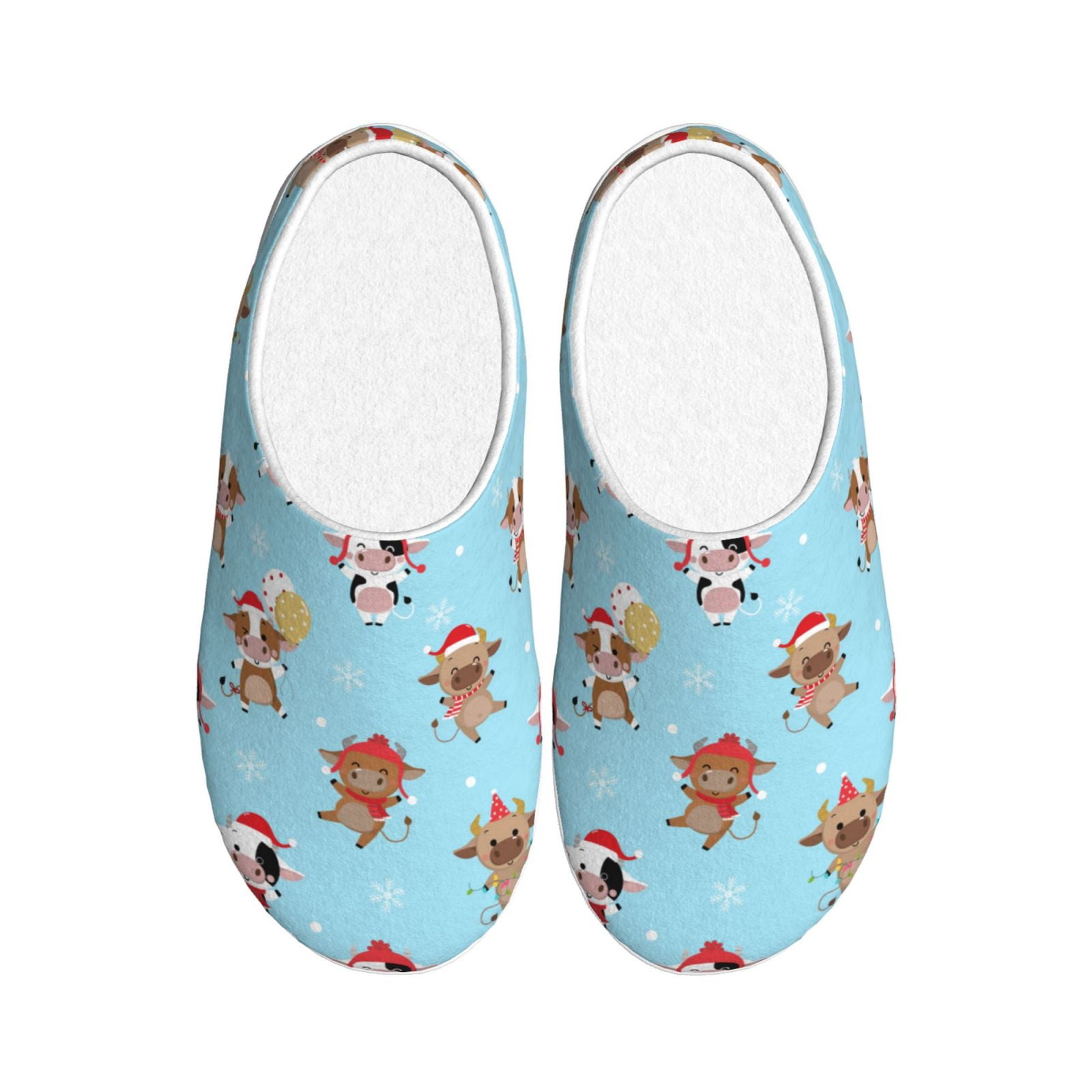Haiem winter cow cute Print Women's Fuzzy Memory Foam House Slipper ...