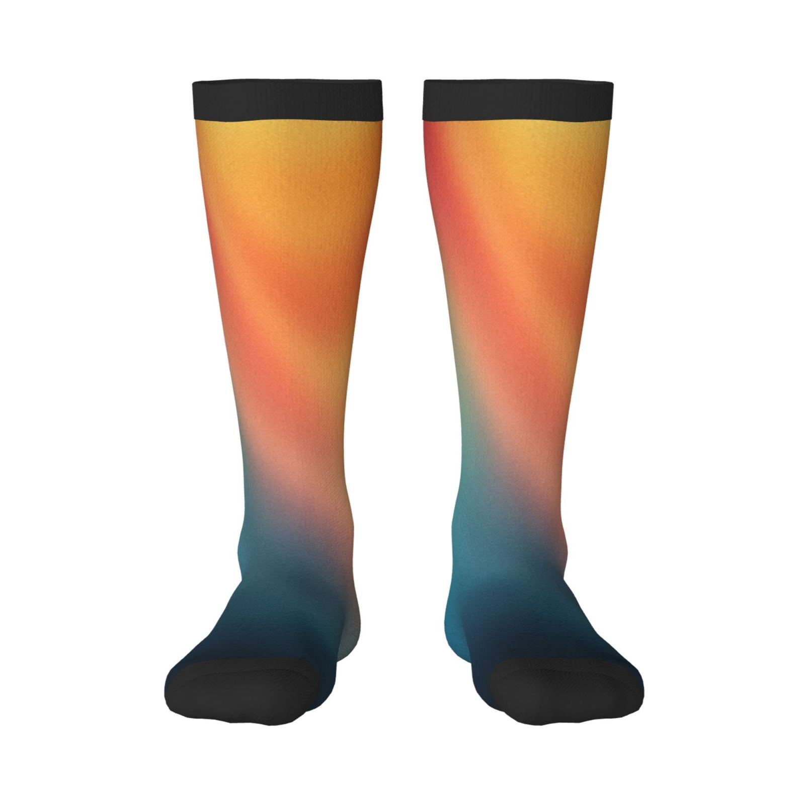 Haiem yellow orange and teal Funny Novelty Crazy Design Cotton Socks ...