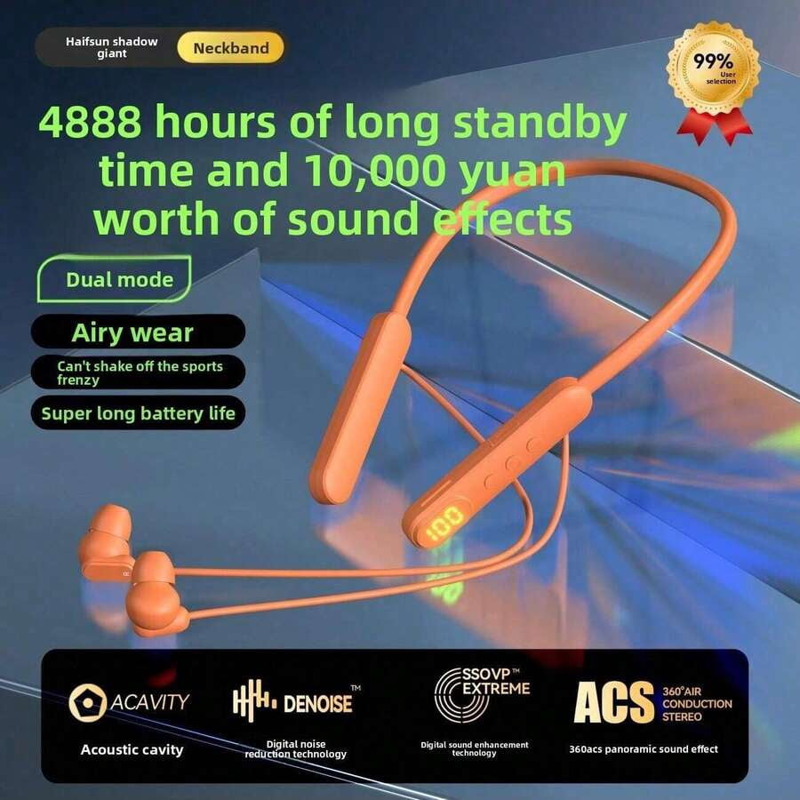 Haifsun Shadow Giant Neckband Bluetooth Headphones - 4888-Hour Long ...