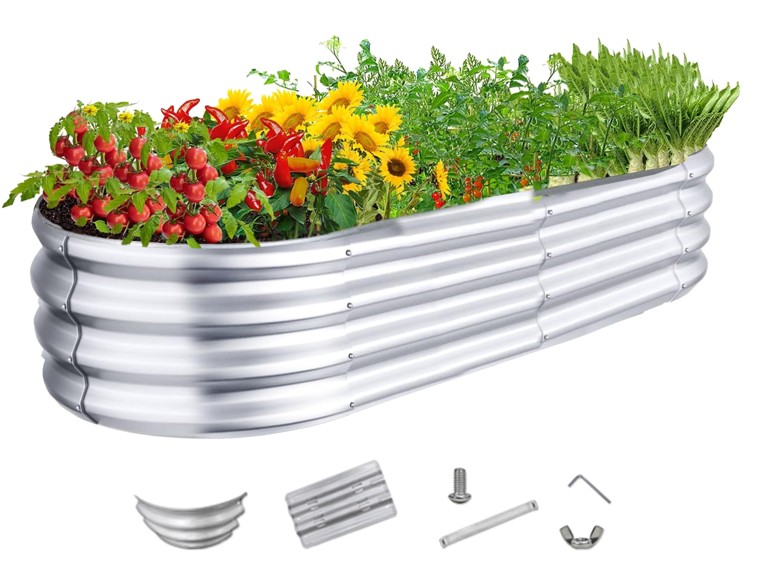 Haigopa Galvanized Raised Garden Bed Outdoor | 4×2×1 ft Galvanized ...