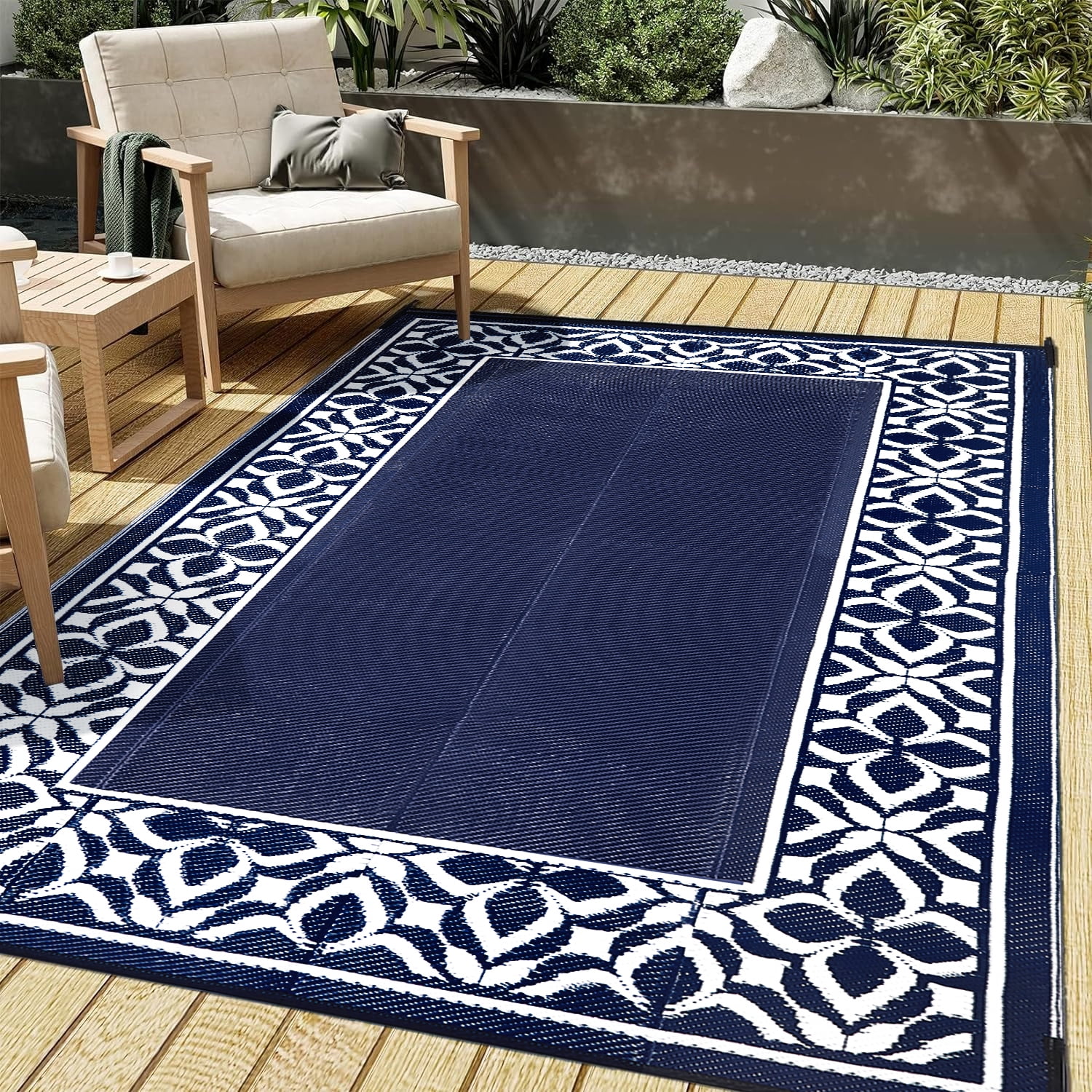HaiiMeid 5'x8' Reversible Outdoor Rug, Waterproof for RV, Deck, Camping ...