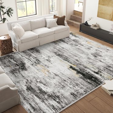 BERTHMEER 8'x10' Abstract Machine Washable Rug, Non-slip for Living ...