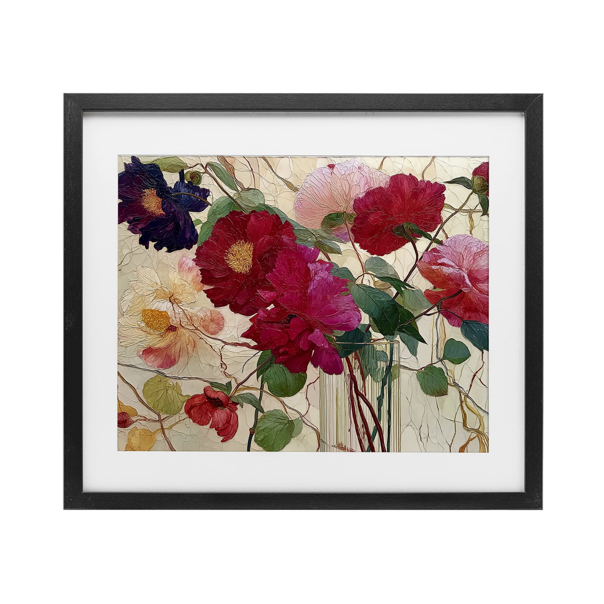 Haiku Flower Vase Black Framed Print Under Glass, design by Annabelle ...