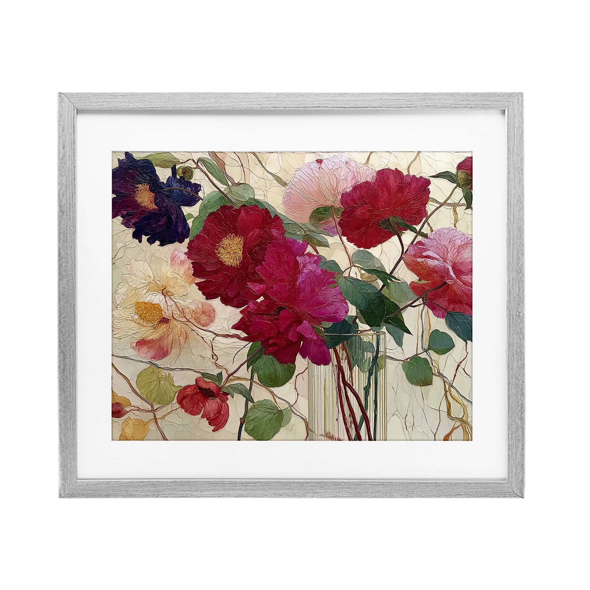 Haiku Flower Vase Gray Framed Print Under Glass, design by Annabelle ...