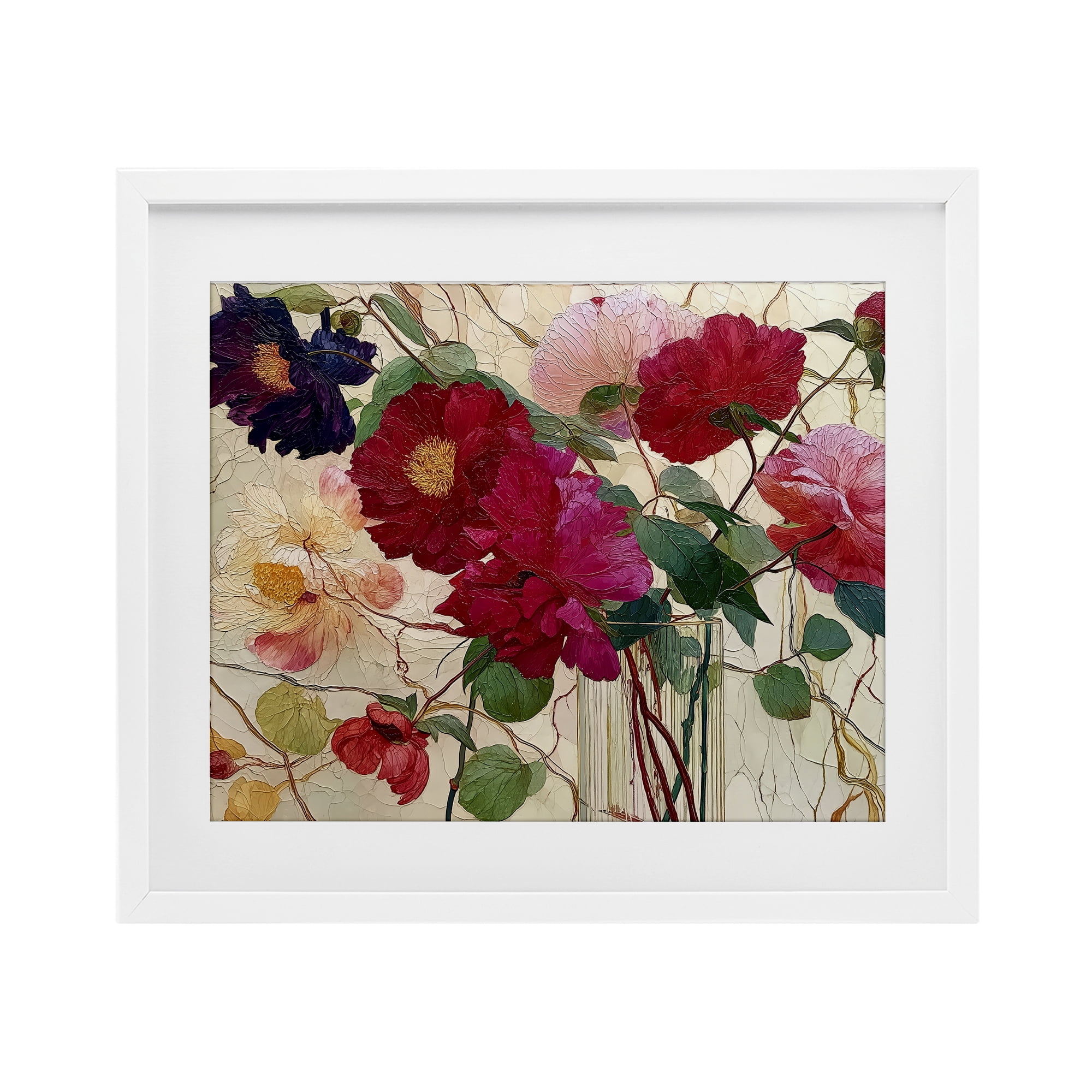 Haiku Flower Vase White Framed Print Under Glass, design by Annabelle ...