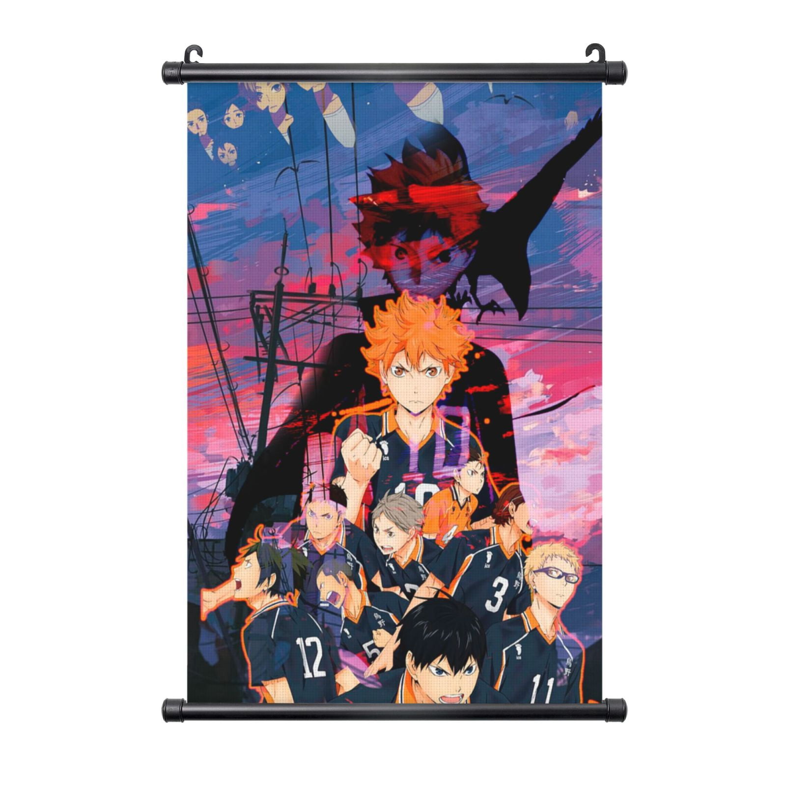 Haikyu!! Anime Black Plastic Shaft Hanging Poster Canvas Wall Hanging ...
