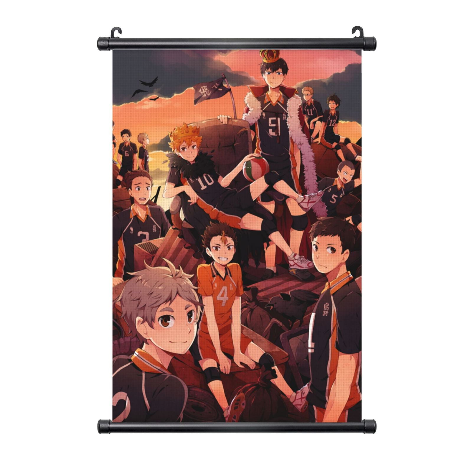 Haikyu!! Black Plastic Shaft Hanging Poster Canvas Wall Hanging Banner ...