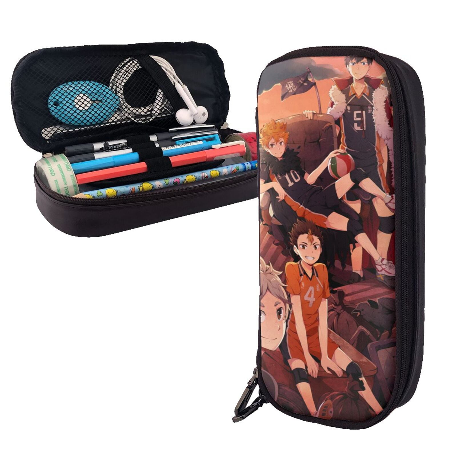 Haikyu!! Brown Pencil Case Leather Pen Bag Holder Stationery Pouch Desk ...