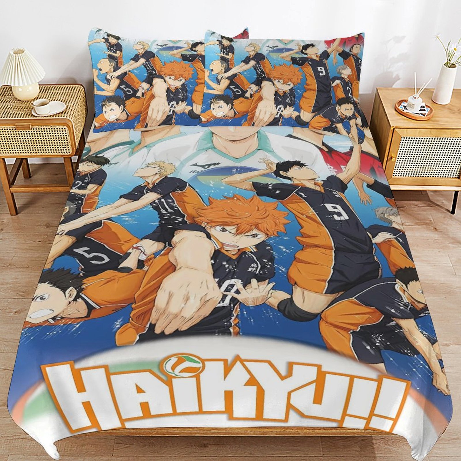 Haikyu Cartoon 3 Piece Bedding Set, Cute Anime Printed Duvet Cover Sets ...