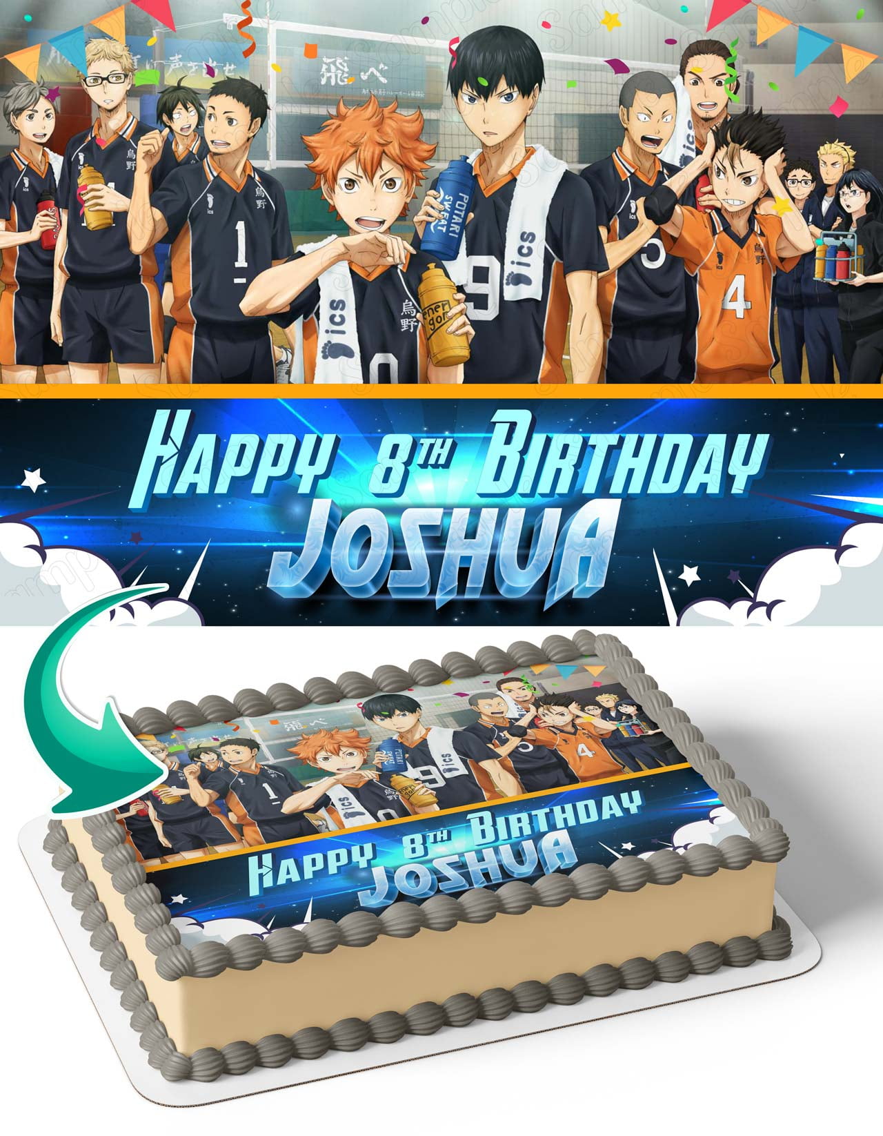 Haikyu Edible Image Cake Topper Personalized Birthday Sheet Decal ...