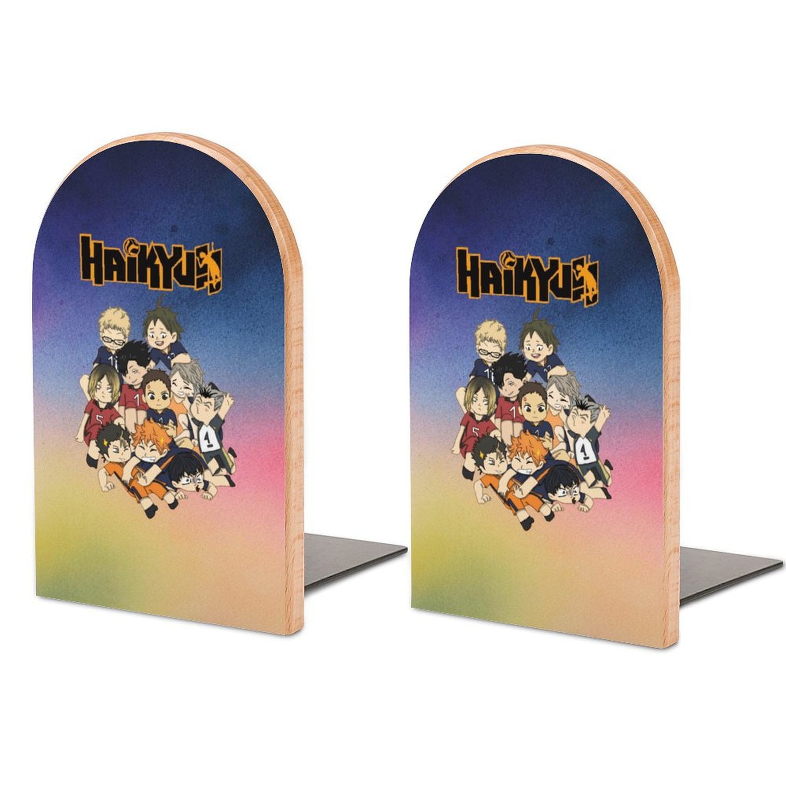 Haikyuu Anime Bookends Wood Book Divider Decor Shelves Non-Skid Book ...