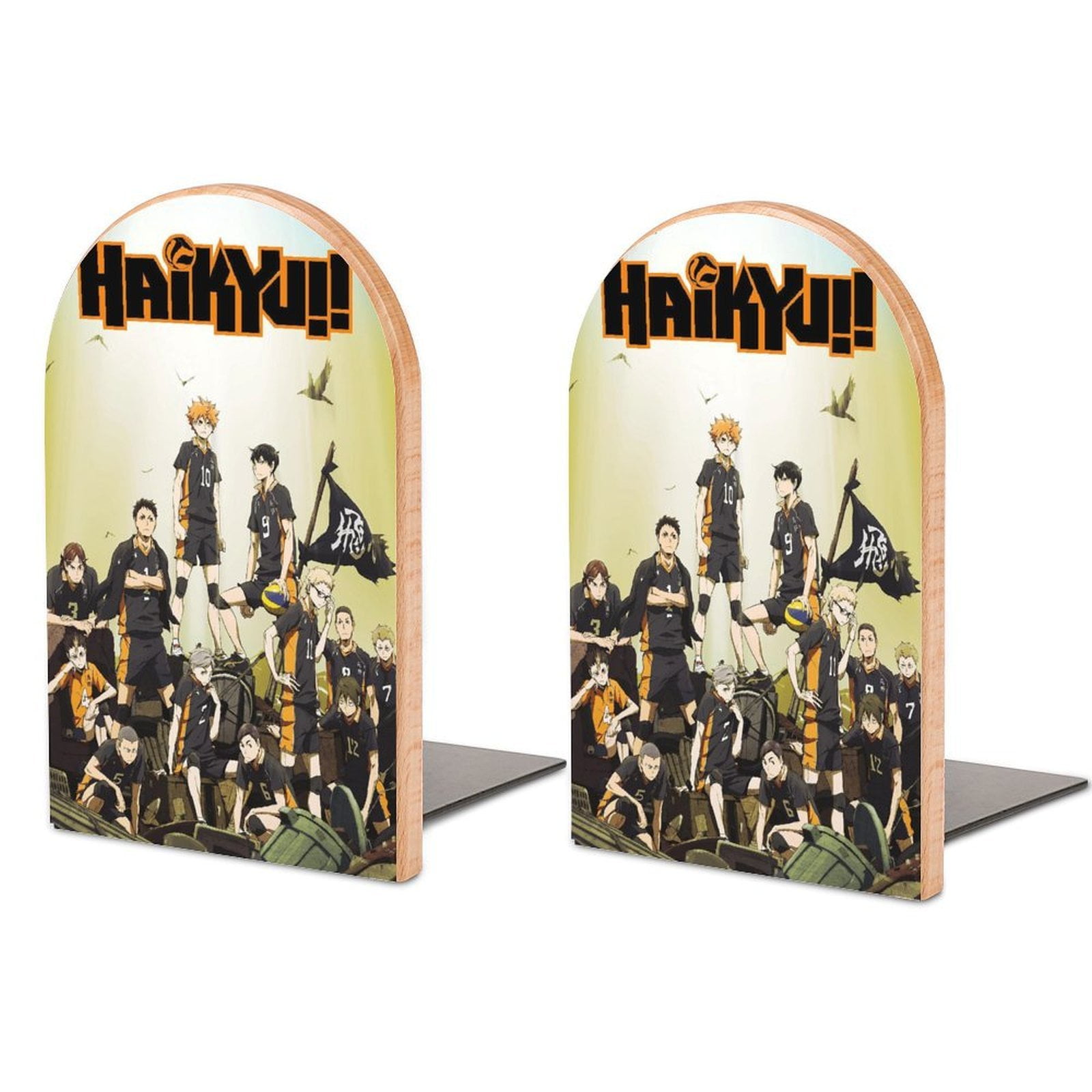 Haikyuu Anime Bookends Wood Book Divider Decor Shelves Non-Skid Book ...