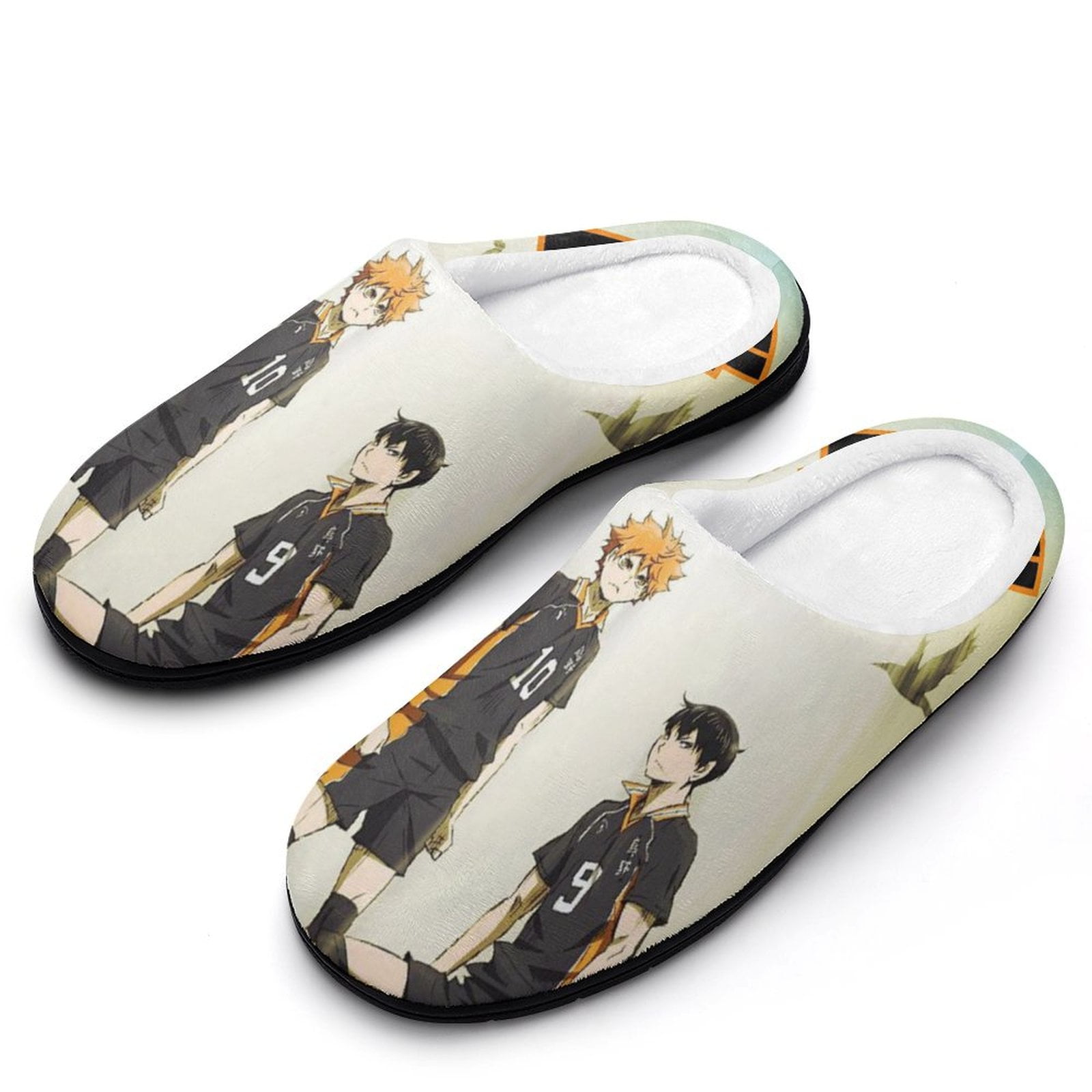 Haikyuu Anime Men's Fuzzy Slippers House Open Back Slippers Closed Toe ...