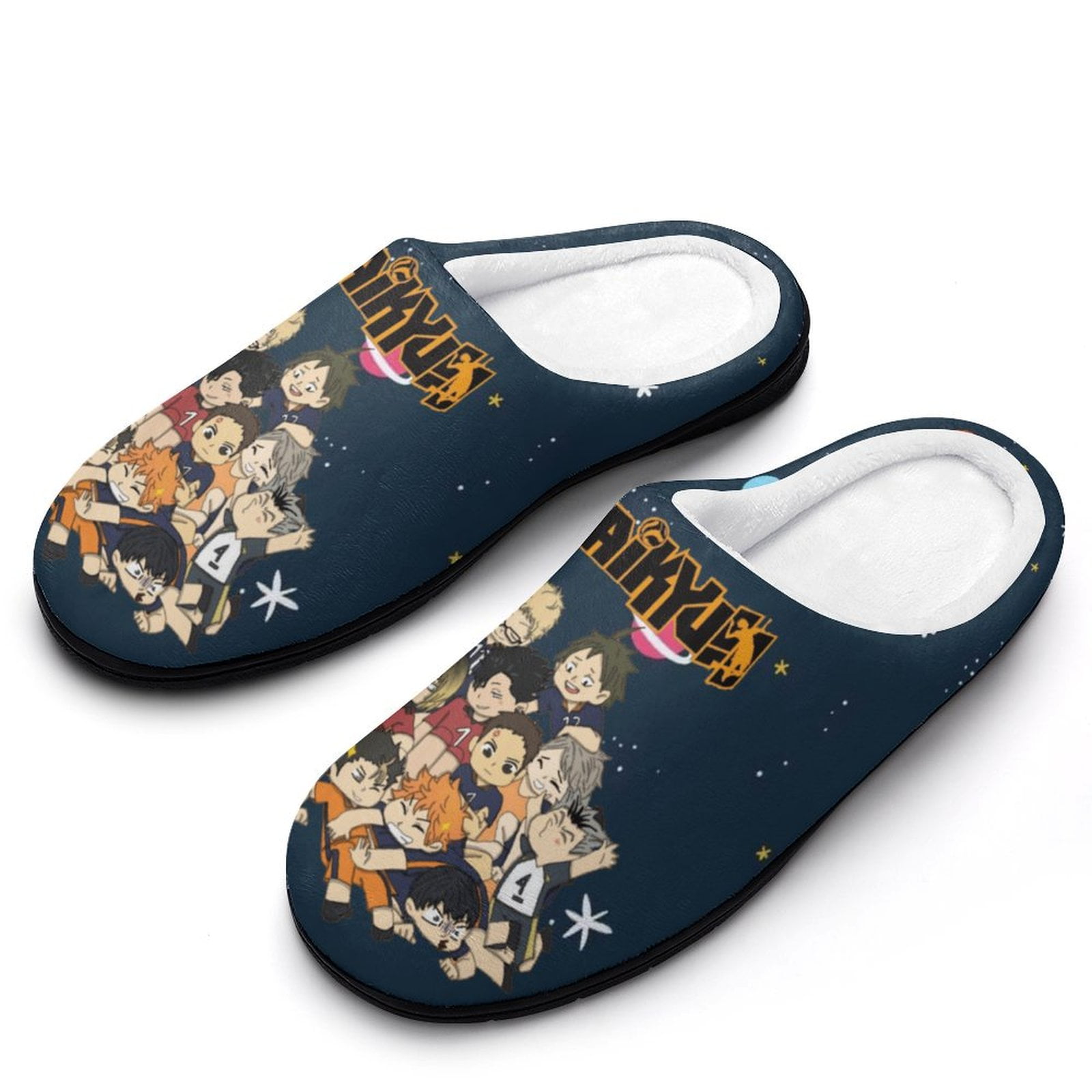 Haikyuu Anime Men's Fuzzy Slippers House Open Back Slippers Closed Toe ...