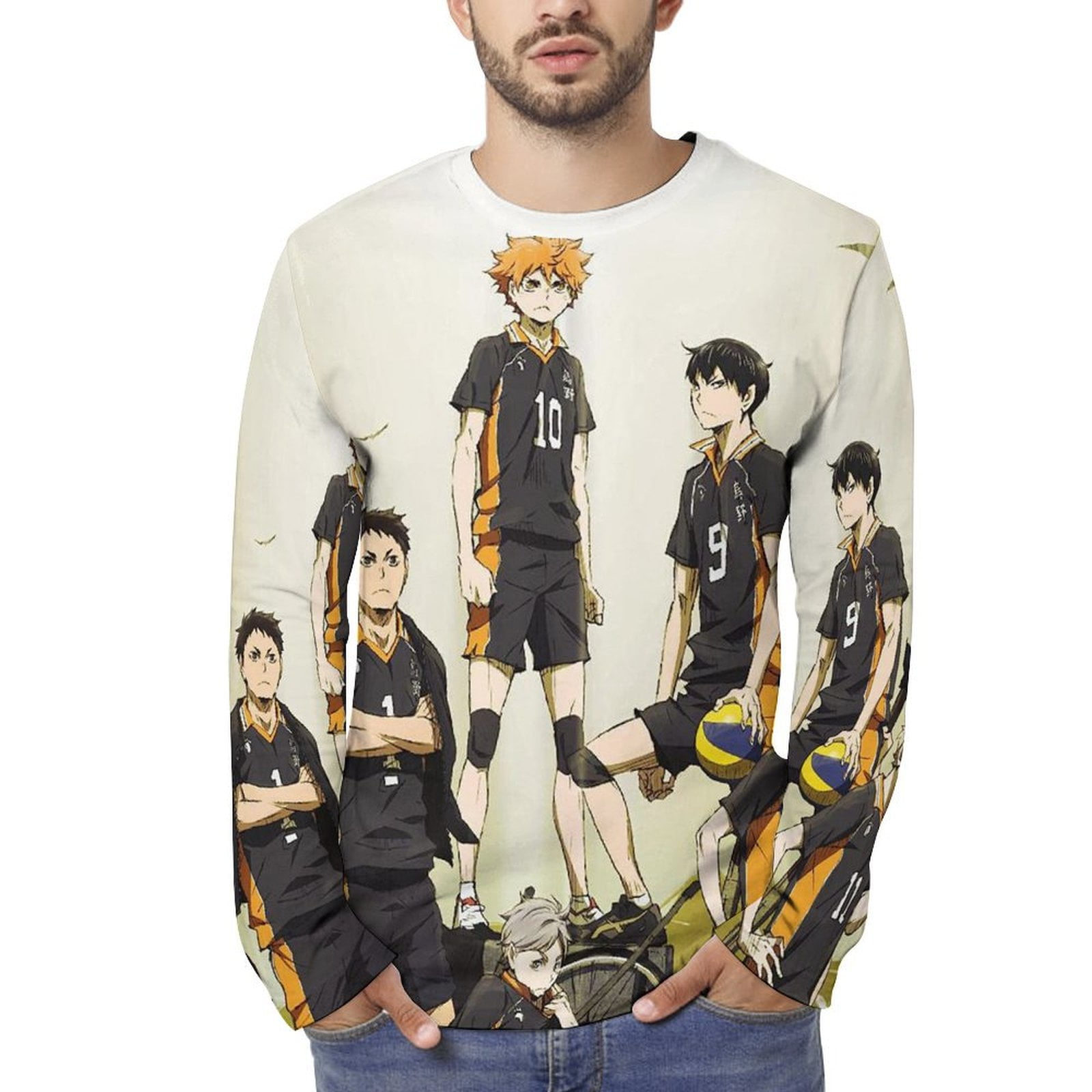 Haikyuu Anime Men's Long Sleeve T Shirt 3D Printed Fashion Tee Shirts ...