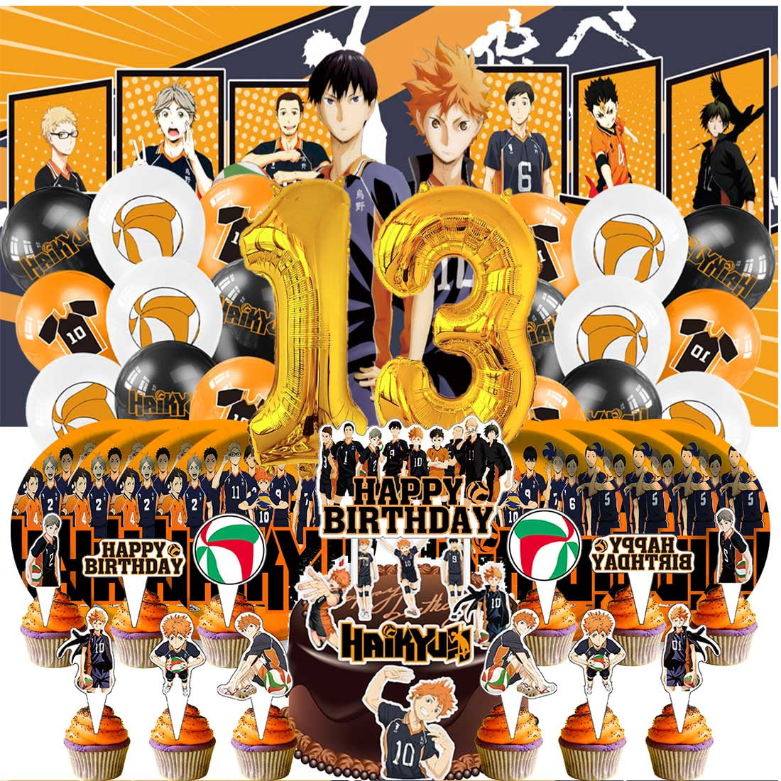 Haikyuu Balloons Party Supplies 13th Decor Tableware Birthday Cake ...