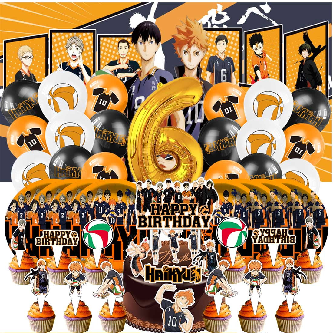 Haikyuu Balloons Party Supplies 6th Decor Tableware Birthday Cake ...