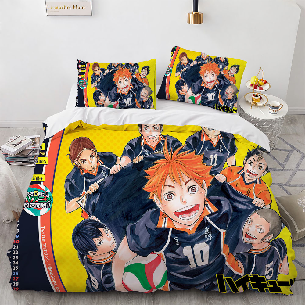 Haikyuu Bedding Bed Set 3PCS Kawaii Cute Haikyuu Quilt Bedding Sets ...