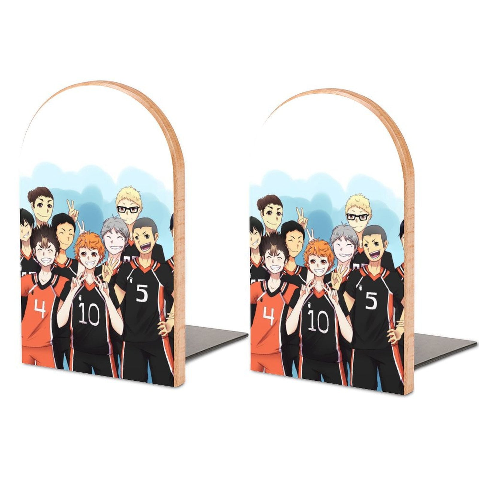 Haikyuu Bookends Wood Book Divider Decor Shelves Non-Skid Book Stand 2 ...