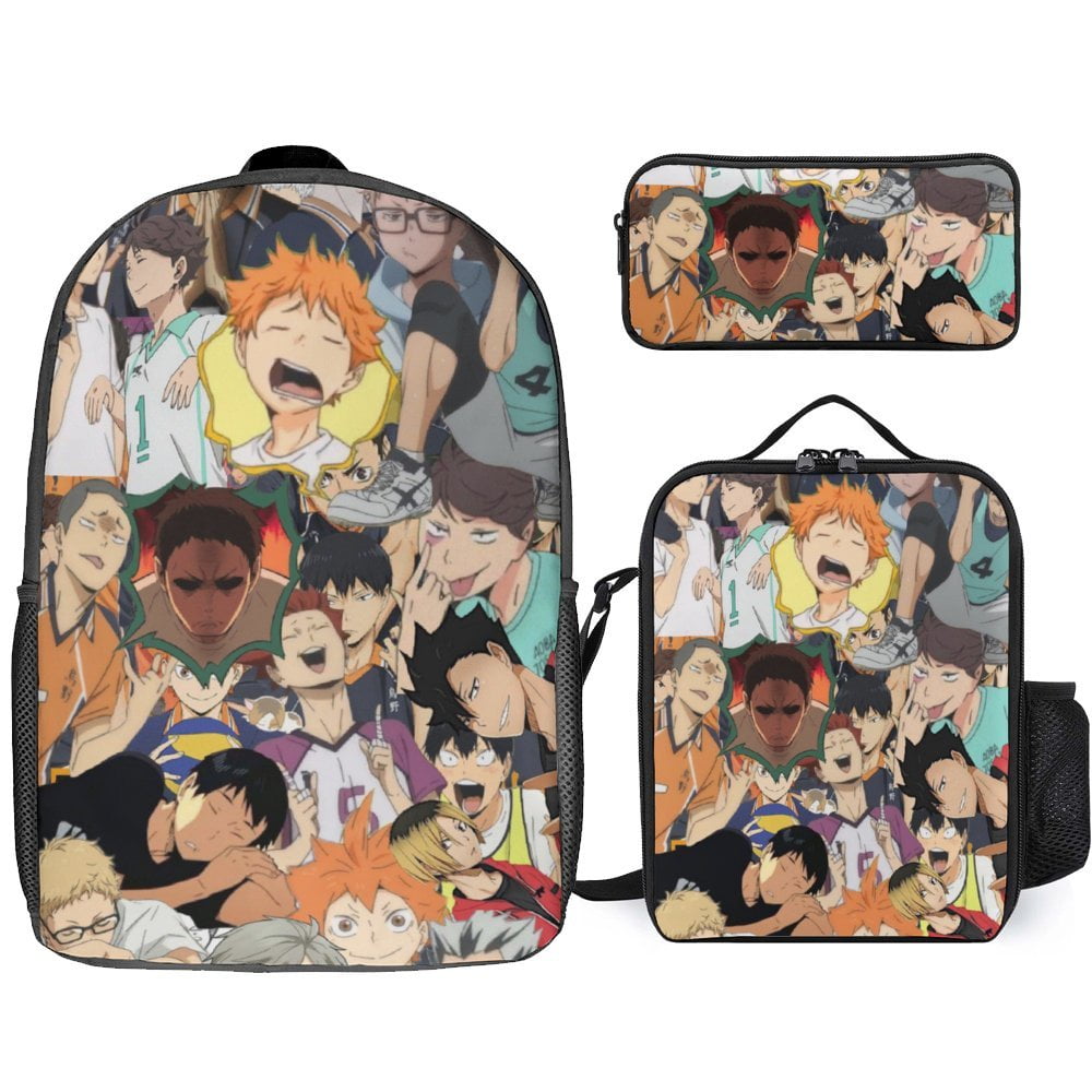 Haikyuu Characters Backpack With Lunch Bag Pencil Case Set Schoolbag ...