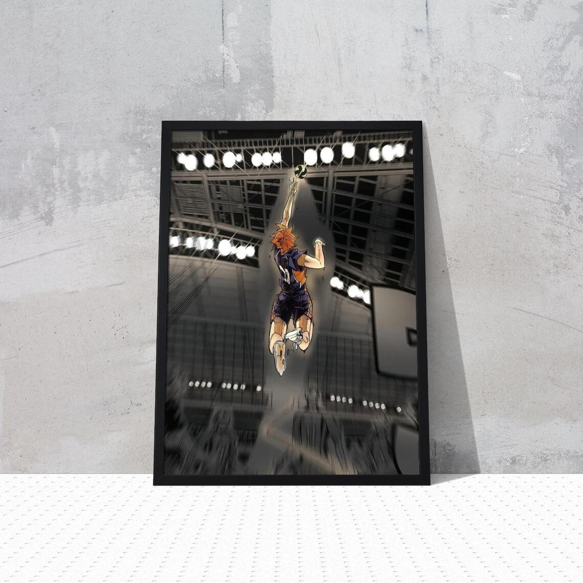 Haikyuu Hinata Volleyball Poster Spike Under Lights Sports Anime Wall ...