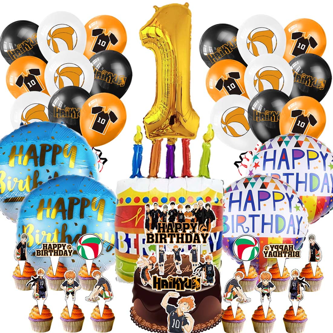 Haikyuu Party Supplies 1st Decor Kit Balloons Birthday Cake Topper ...