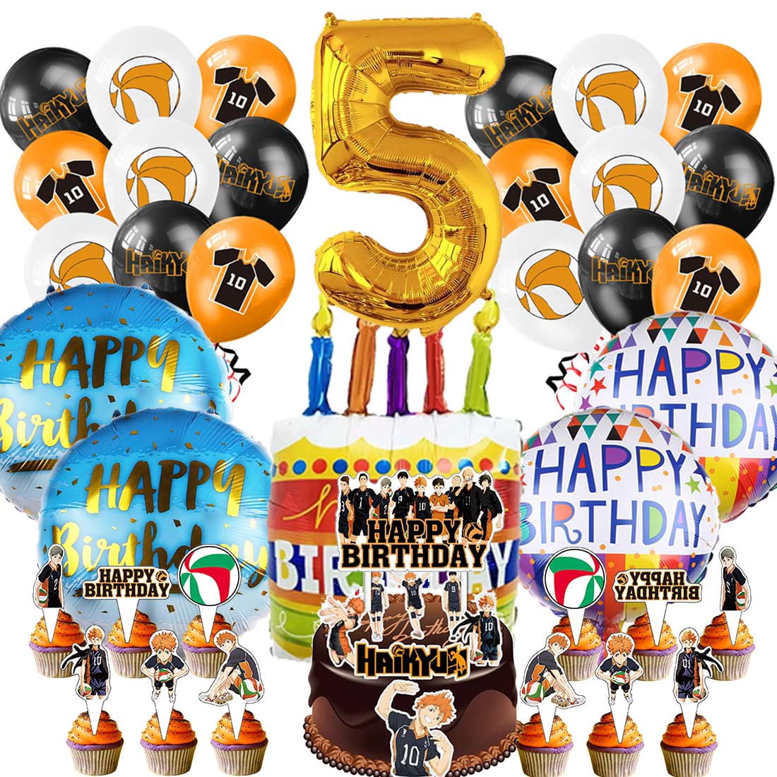 Haikyuu Party Supplies 5th Decor Kit Balloons Birthday Cake Topper ...