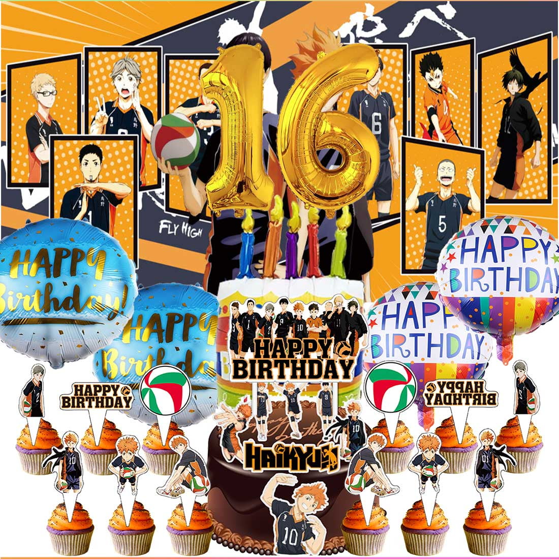 Haikyuu Party Supplies Decor 16th Kit Balloons Birthday Cake Topper ...