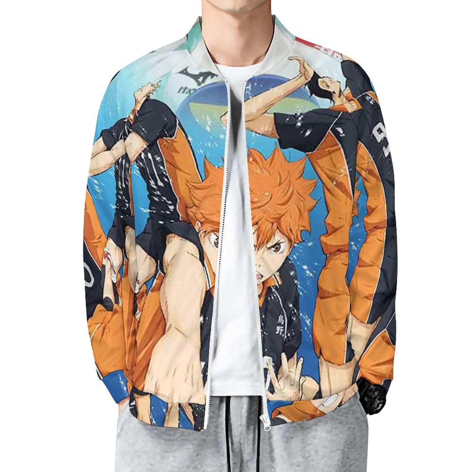 Haikyuu Poster Fashion Jacket Mens Windbreaker Coat Lightweight Zipper ...